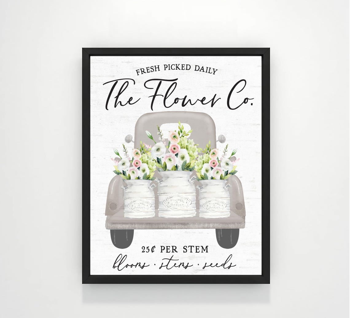 The Flower Co Neutral Truck Spring Floral Wall Decor, Spring Or Summer ...