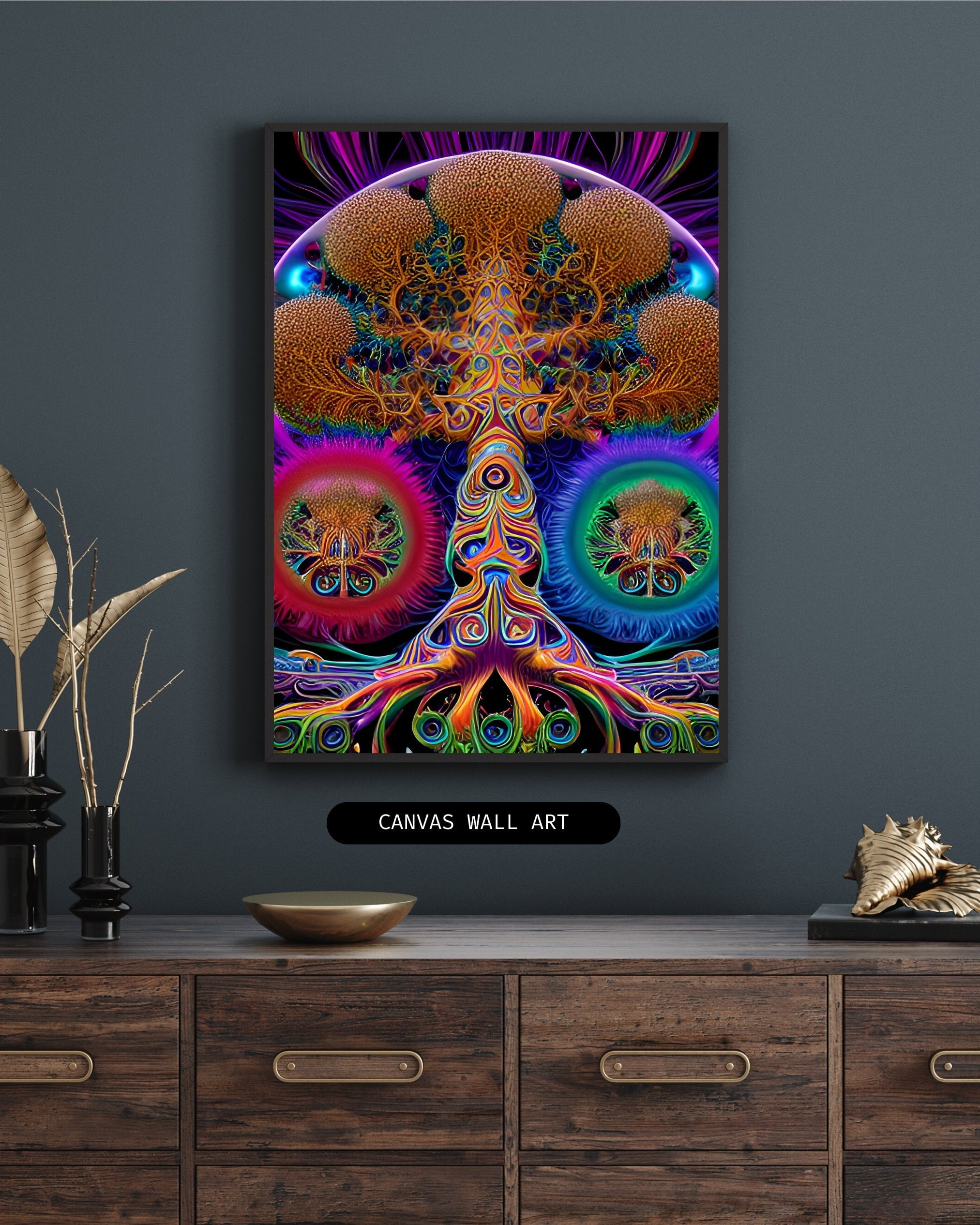 The Fluorescent Fir Forest - Psychedelic Tree Canvas Wall Art - Walmart.com