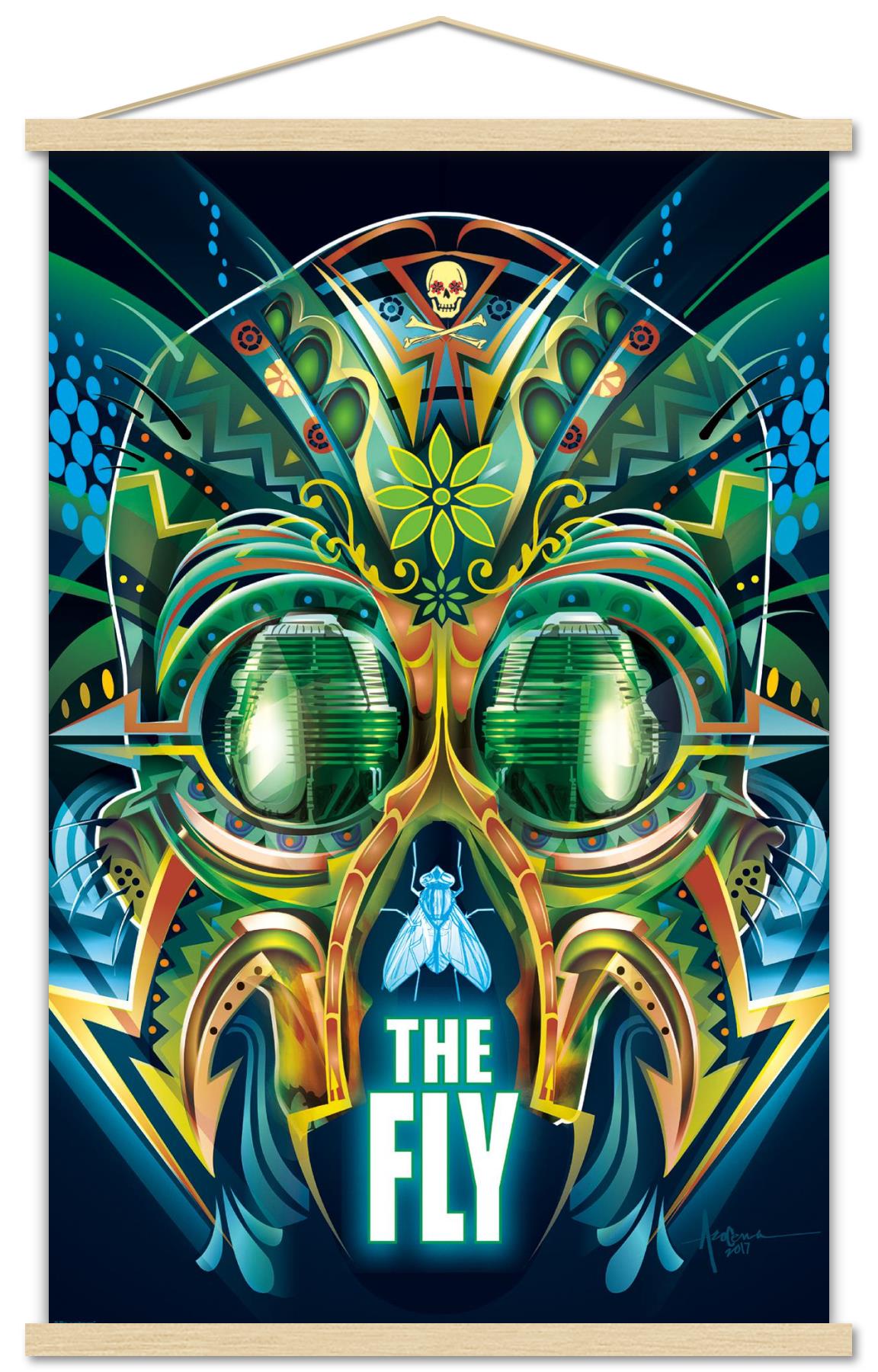 The Fly (1986) - Psychedelic Wall Poster with Magnetic Frame, 22.375" x ...