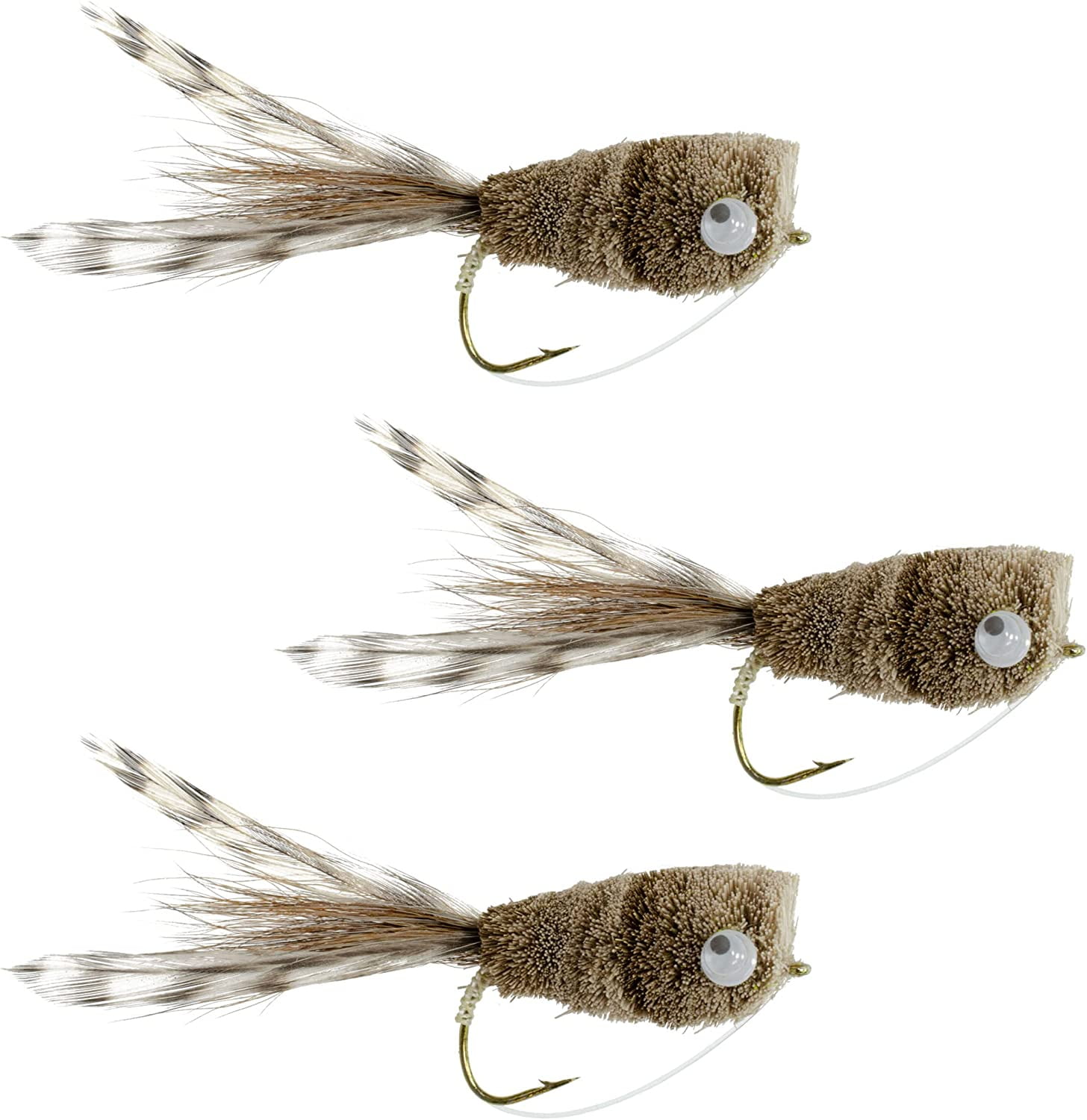 The Fly Fishing Place Natural and Grizzly Deer Hair Bass Bugs - Fly ...