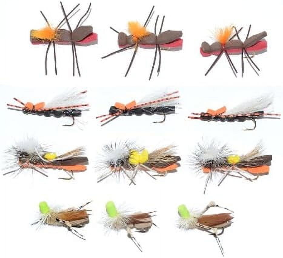 The Fly Fishing Place Trout Fly Assortment - Chernobyl Ant and Foam Body Grasshopper Dry Fly ...