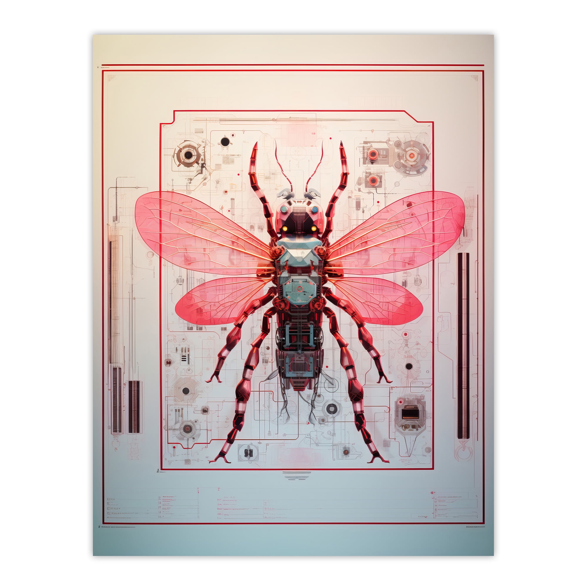 The Fly Spy Robot Hybrid Schematic Blueprint Futuristic Secret Complex ...