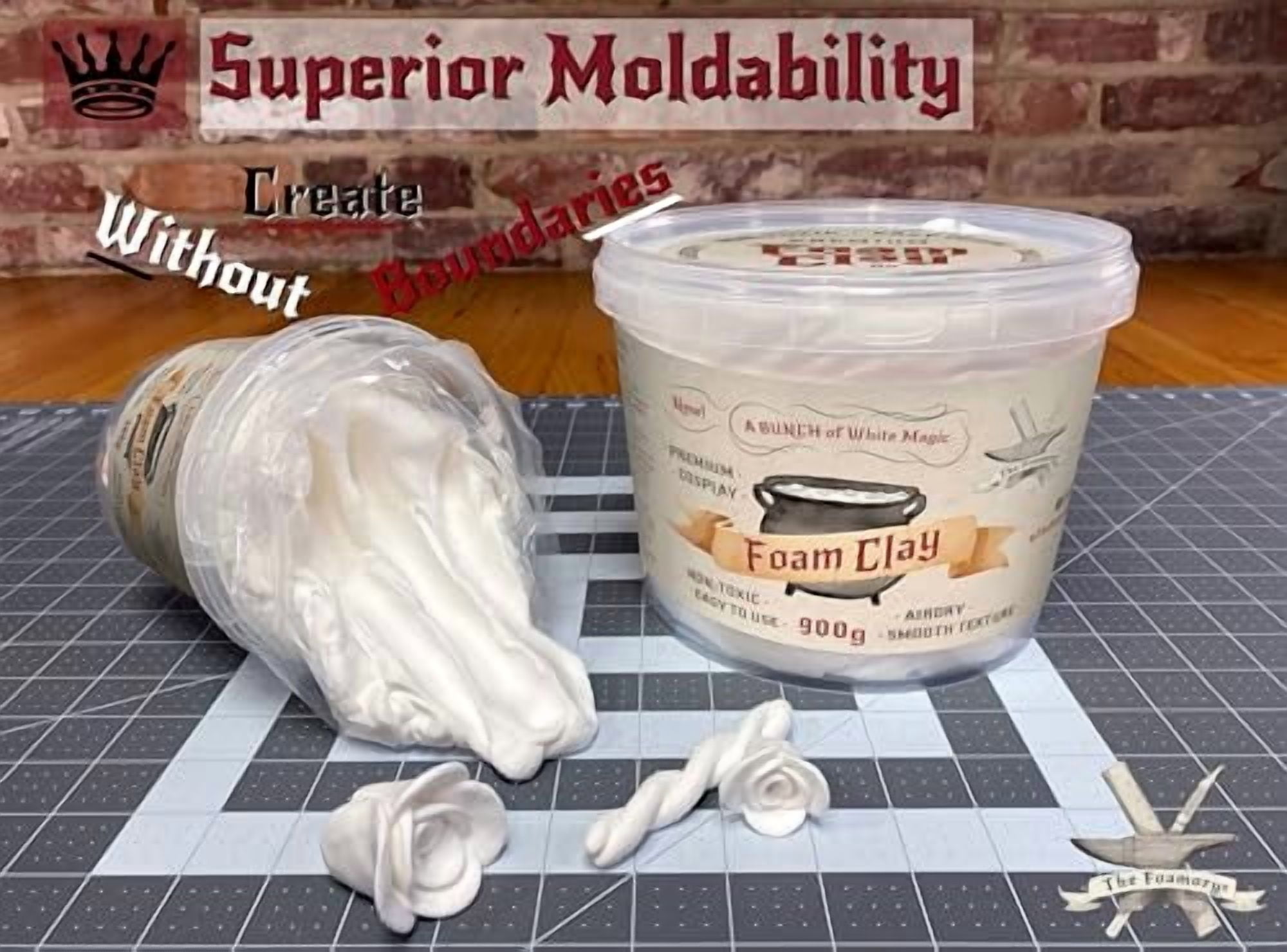The Foamory Moldable Cosplay Foam Clay (300g White) High Density Air ...