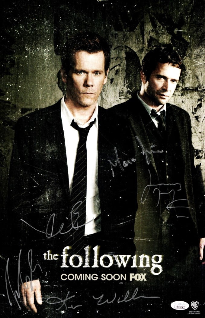 The Following Cast Signed 11X17 Poster 5 Autos Kevin Bacon Purefoy JSA ...
