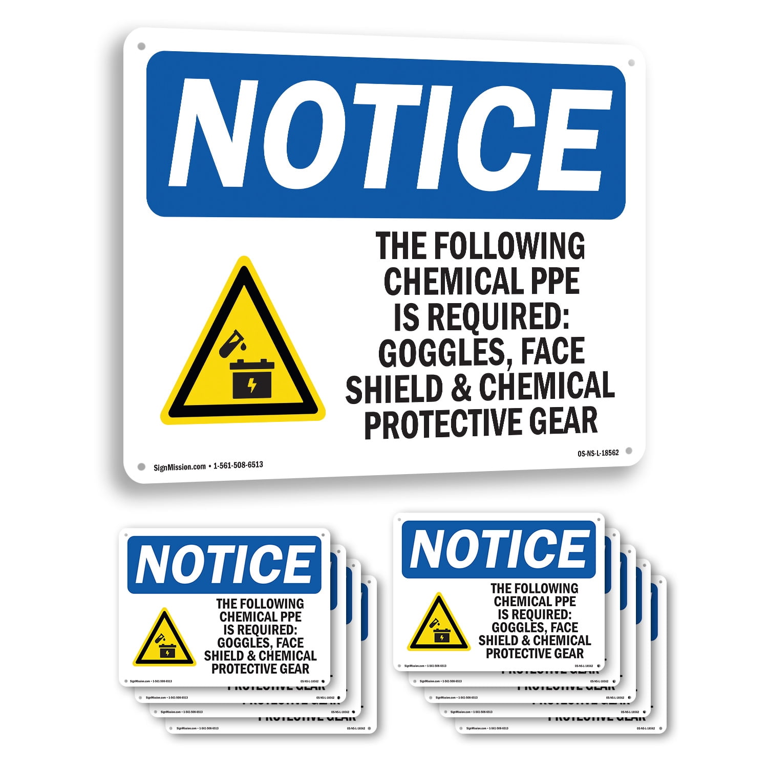 The Following Chemical PPE Required OSHA Notice Rigid Plastic Sign 10 ...