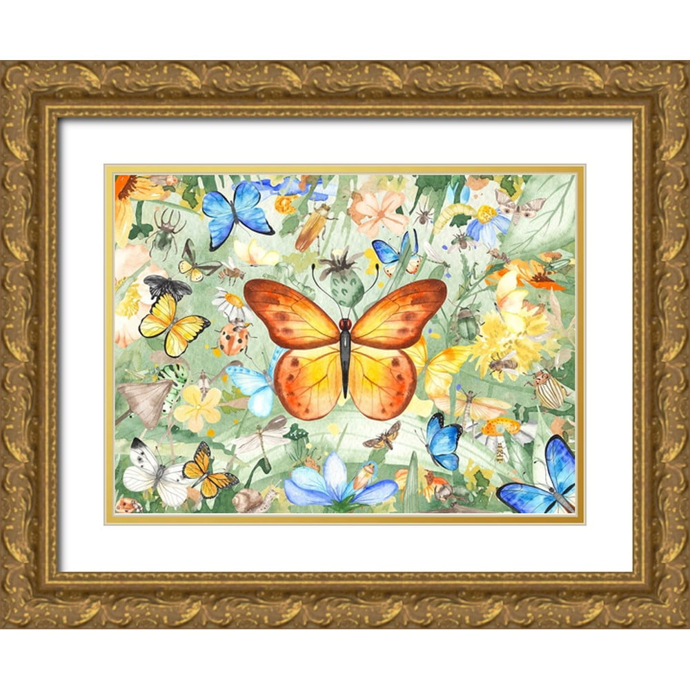 The Font Diva 18x14 Gold Ornate Wood Framed with Double Matting Museum Art Print Titled - A Bugs ...