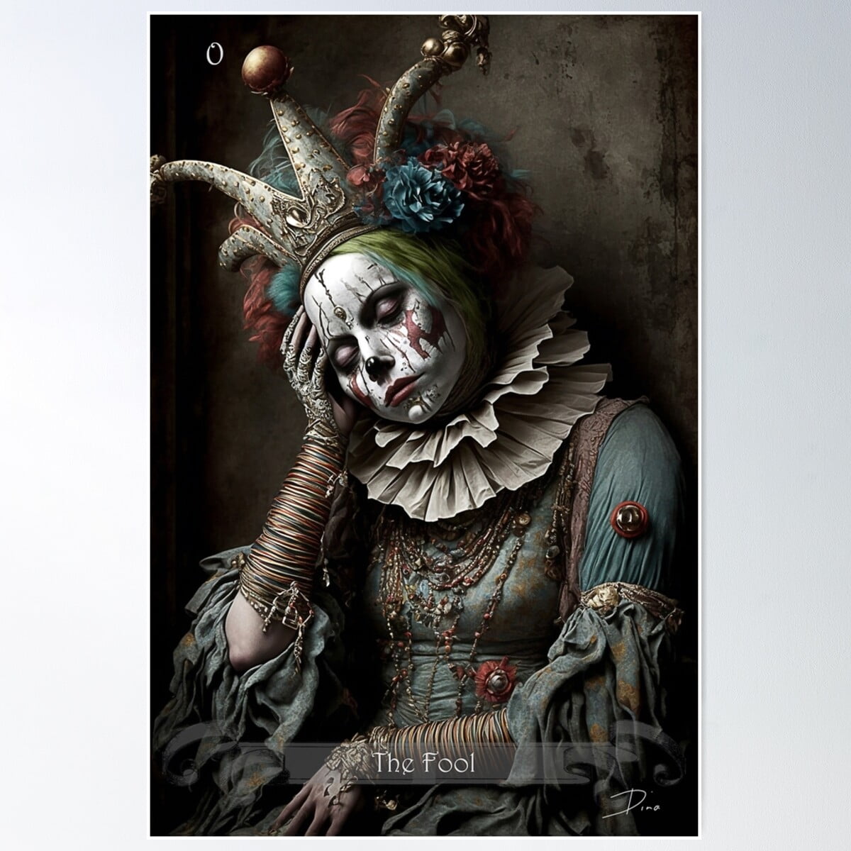 The Fool Tarot Card - Gothic Jester, Major Arcana Poster Wall Art ...