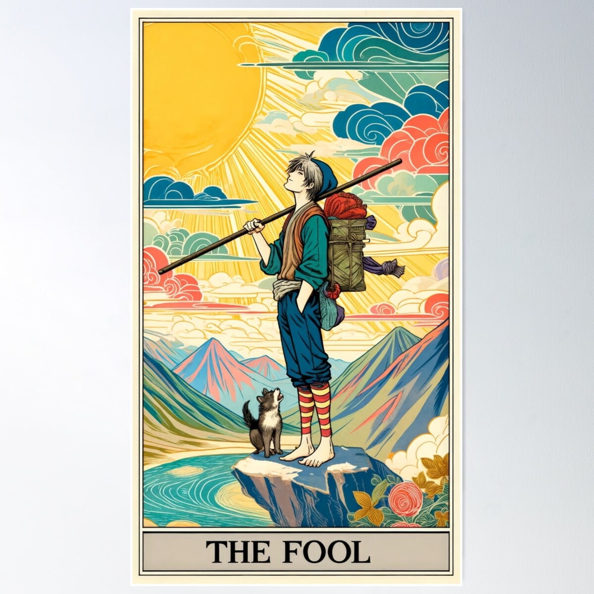 The Fool Tarot Card (Nihonga Design) Poster Wall Art, Modern Wall Decor ...