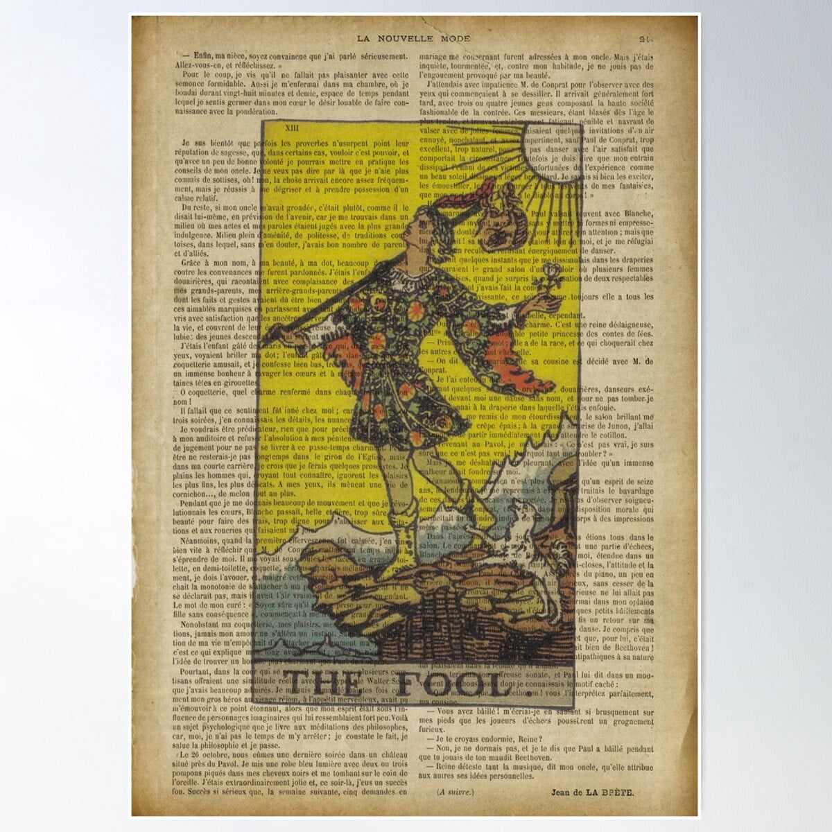 The Fool Tarot Card On Old Paper Poster Wall Art, Modern Wall Decor For ...
