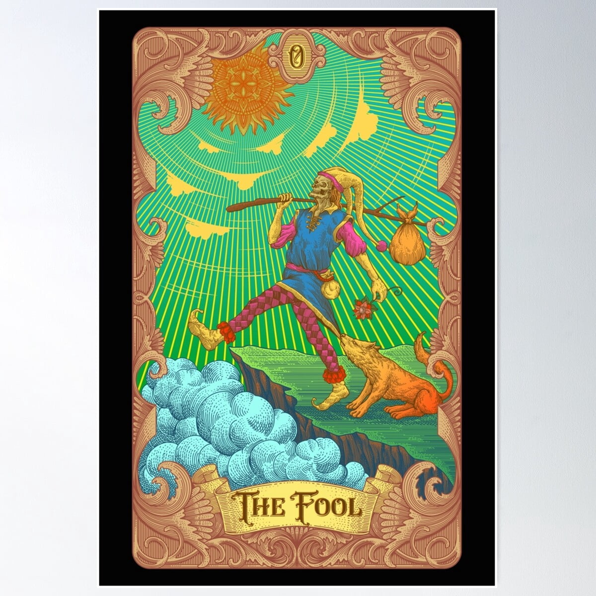 The Fool Tarot Illustration Poster Wall Art, Modern Wall Decor For ...