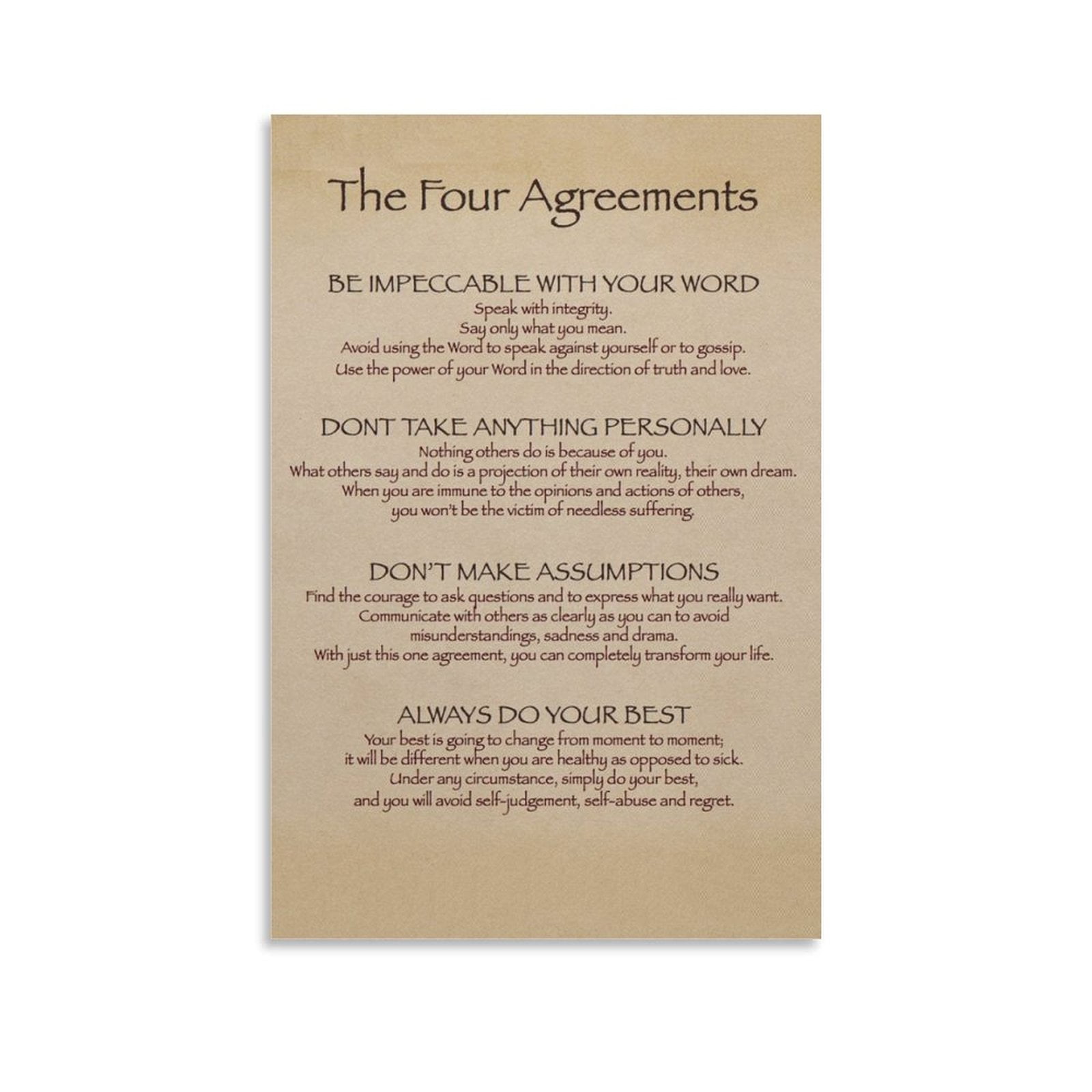 The Four Agreements Poster Wall Art Picture Painting Poster Canvas ...