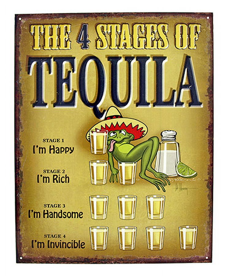 The Four Stages of Tequlia Liqour Metal Tin Sign - Walmart.com