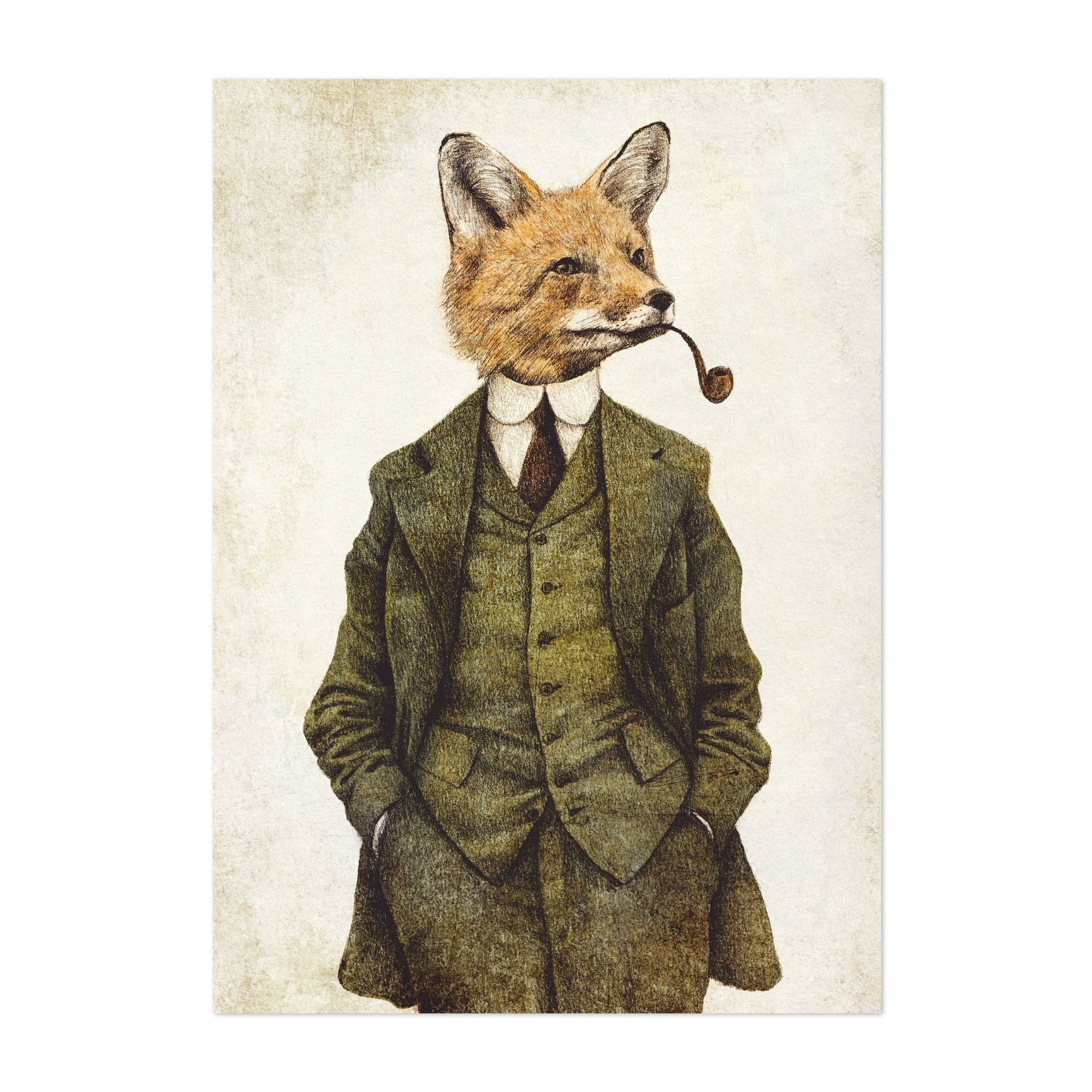 The Fox - Drawing Surrealism Humor Vintage Retro Unframed Wall Art ...