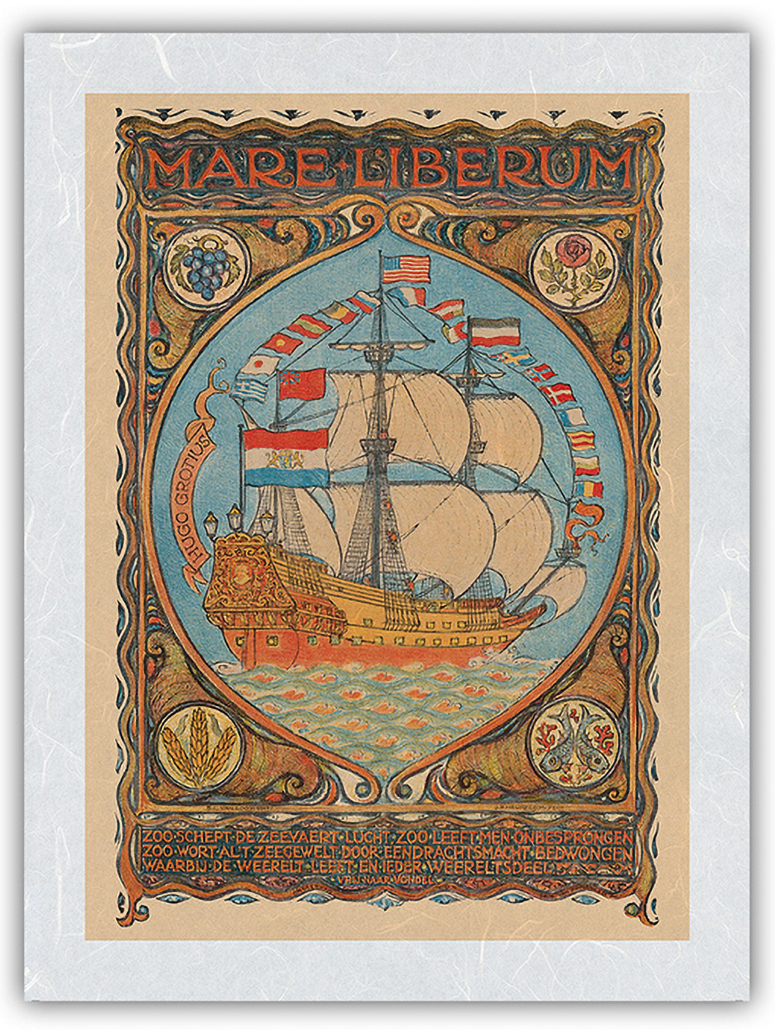 The Freedom of the Seas (Mare Liberum) by Hugo Grotius - Vintage Historical Poster by Jan B ...