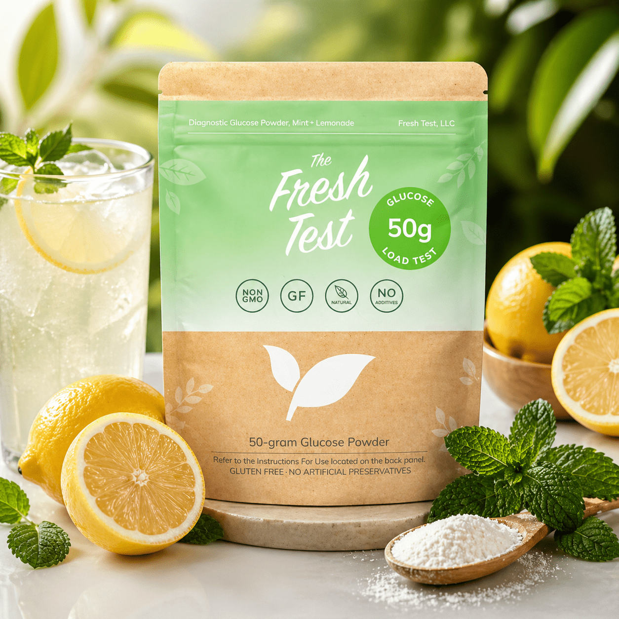 The Fresh Test Mint Lemonade Drink Mix – 50g Powder, Additive-Free, Non ...