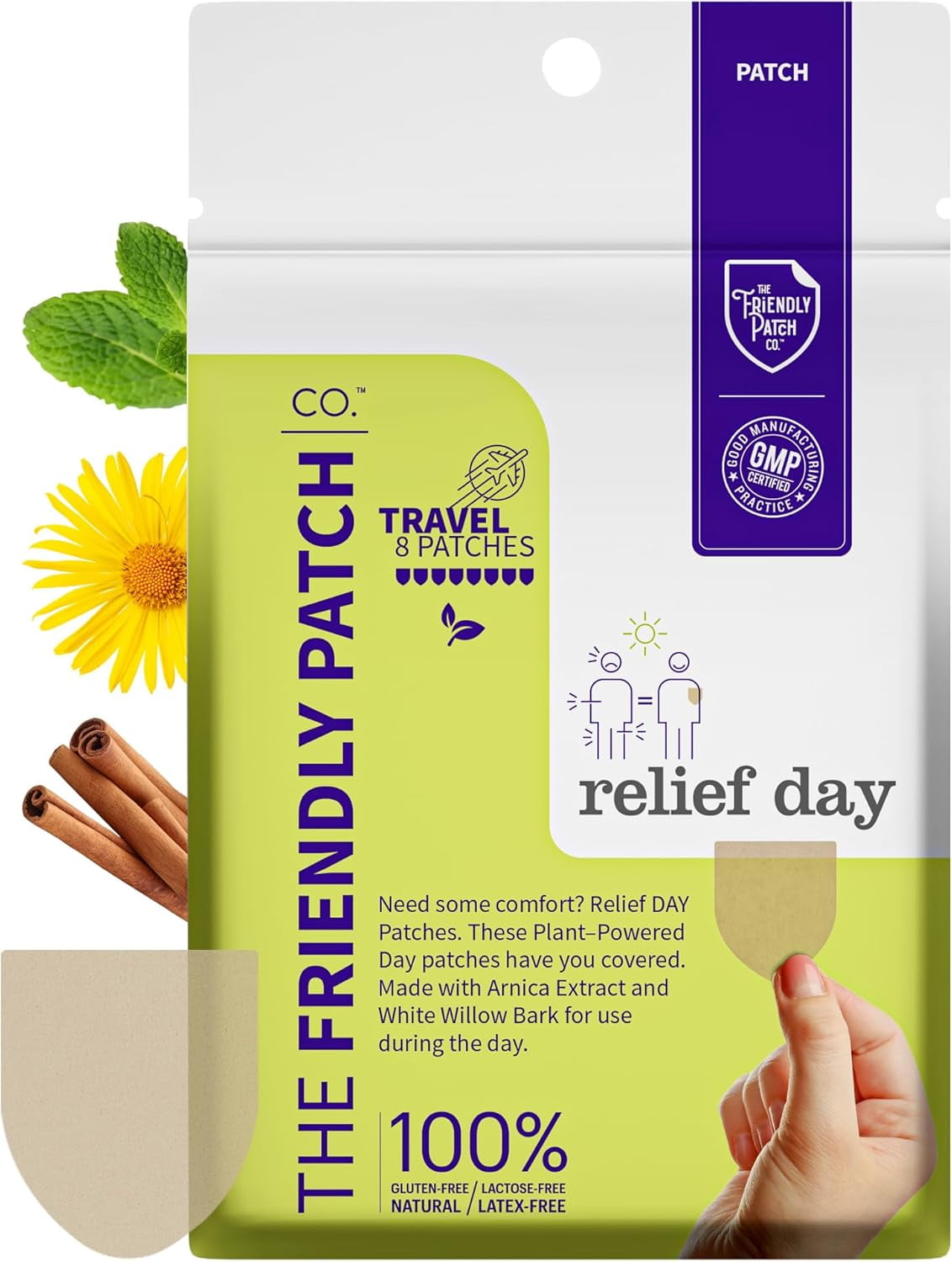 The Friendly Patch Relief Day Patches 8 Count with Arnica Menthol for ...