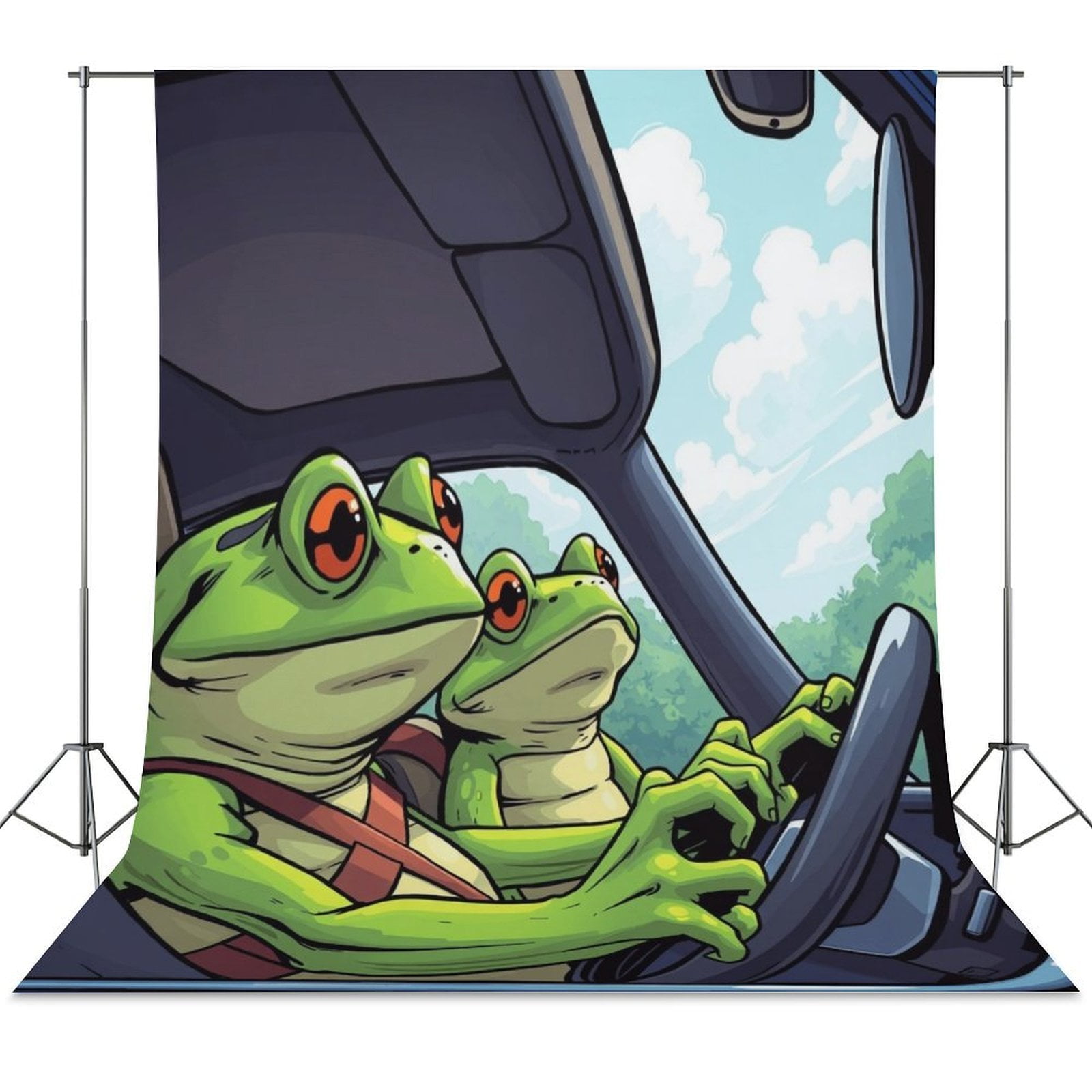 The Frog Driving A Car Party Backdrop Birthday Decoration Backgrounds ...