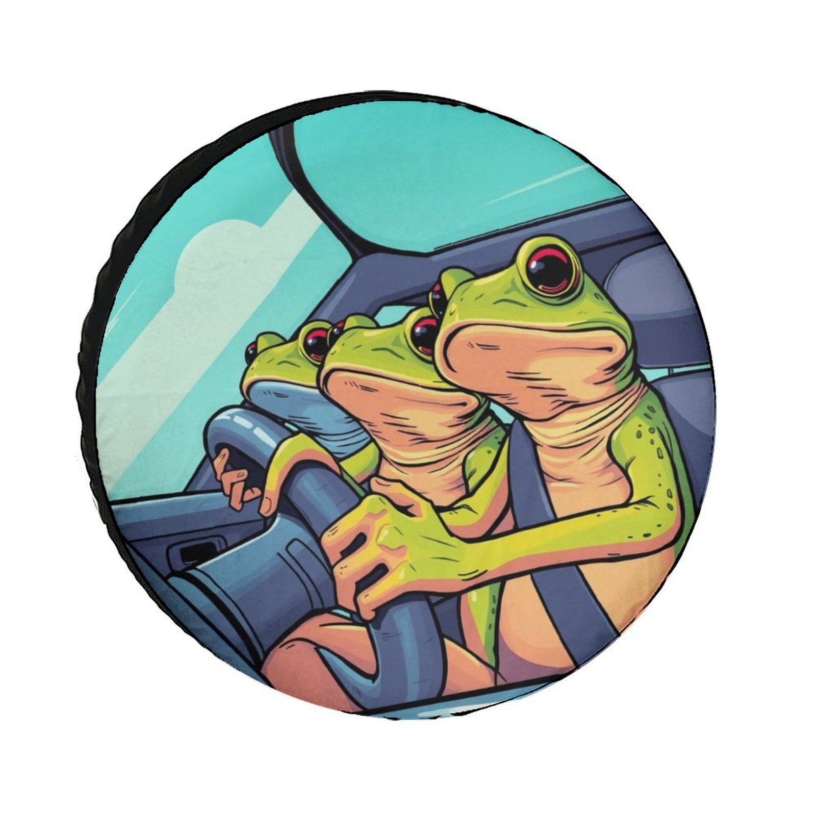The Frog Driving A Car Spare Tire Cover Universal Wheel Tire Protectors ...