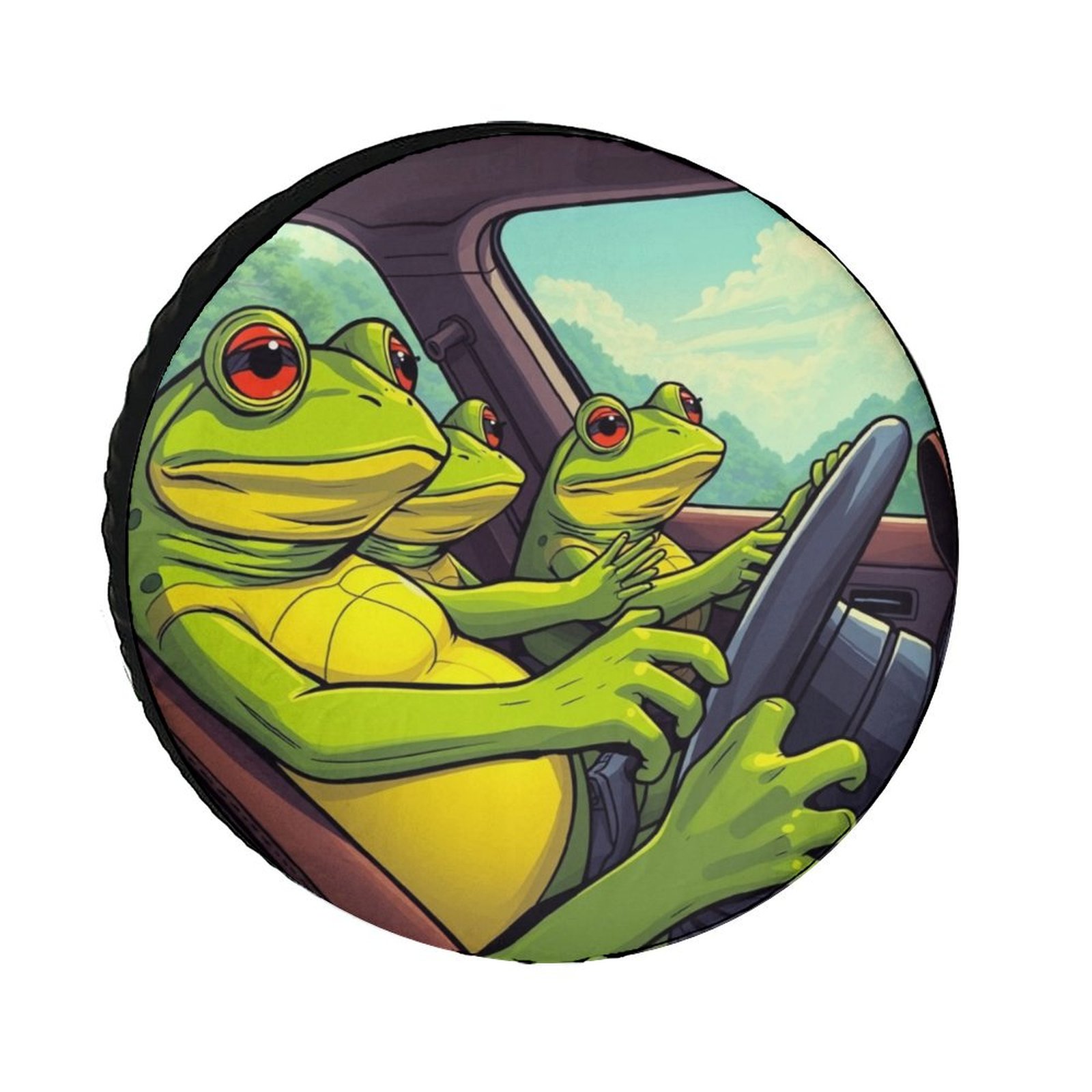 The Frog Driving A Car Spare Tire Cover Weatherproof Wheel Camper ...