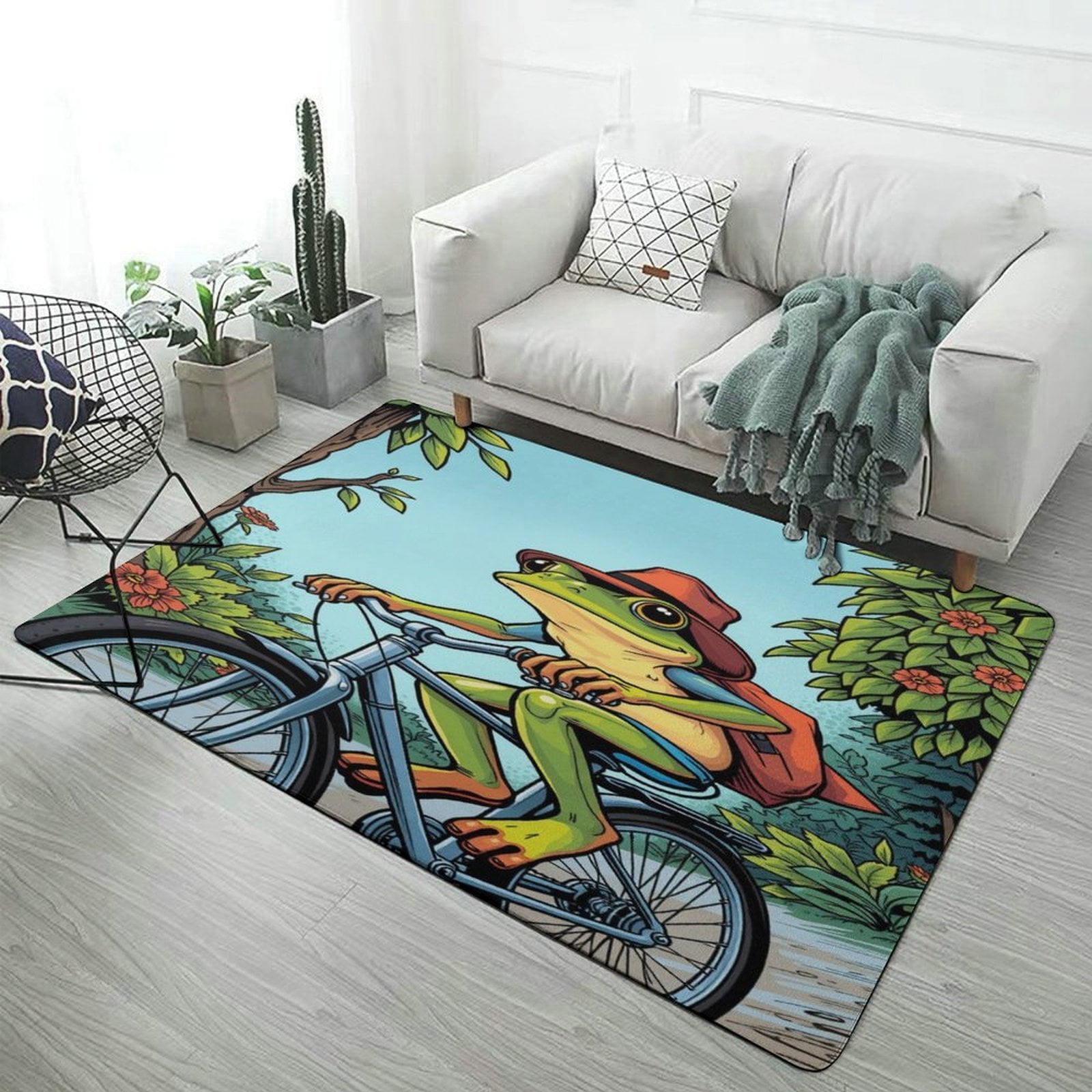 The Frog Riding A Bike Carpet Large Size Living Room American Style ...