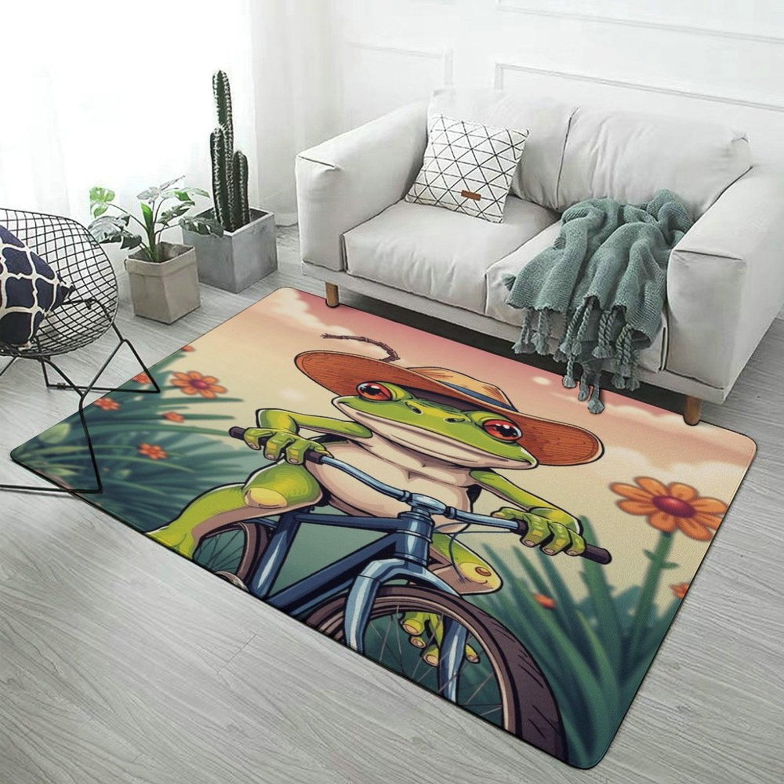 The Frog Riding A Bike Carpet Large Size Living Room American Style ...