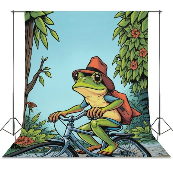 The Frog Riding A Bike Party Backdrop Birthday Decoration Backgrounds ...