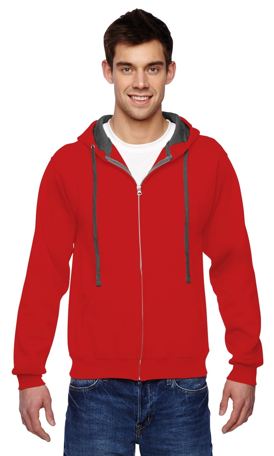 The Fruit of the Loom Adult 72 oz Sofspun Full-Zip Hooded Sweatshirt - FIERY RED - 3XL - Walmart.com