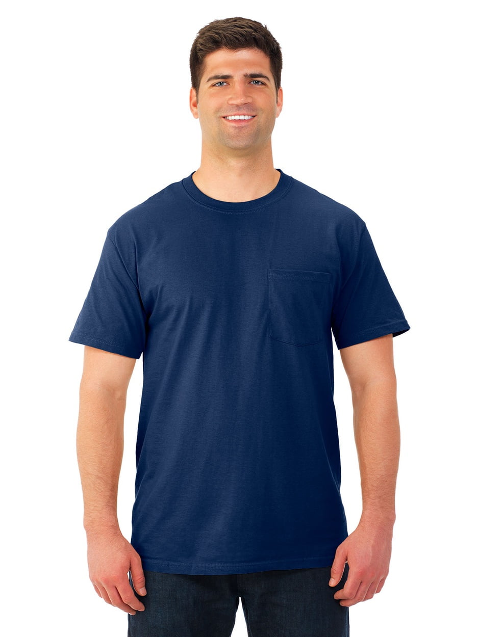 The Fruit of the Loom Adult HD Cotton Pocket T-Shirt - J NAVY - S - Walmart.com