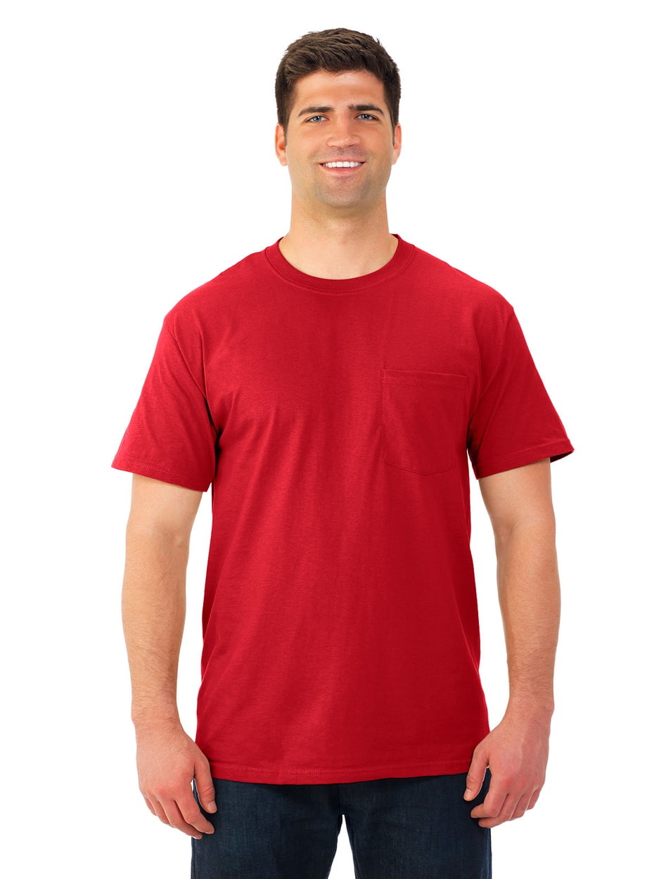 The Fruit of the Loom Adult HD Cotton Pocket T-Shirt - TRUE RED - L - Walmart.com