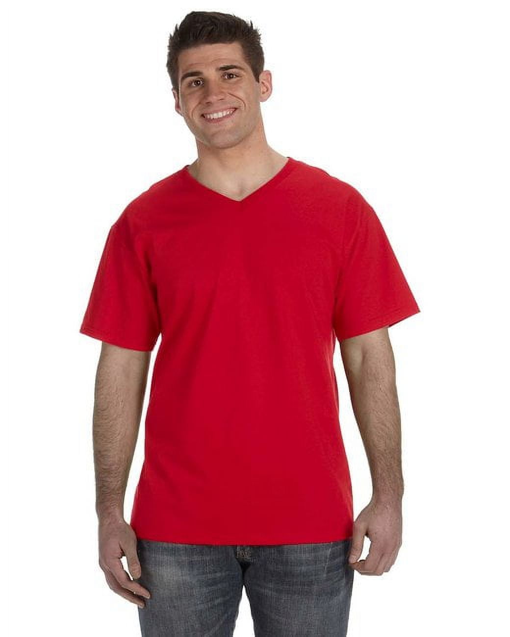 The Fruit of the Loom Adult HD Cotton V-Neck T-Shirt - TRUE RED - 2XL - Walmart.com