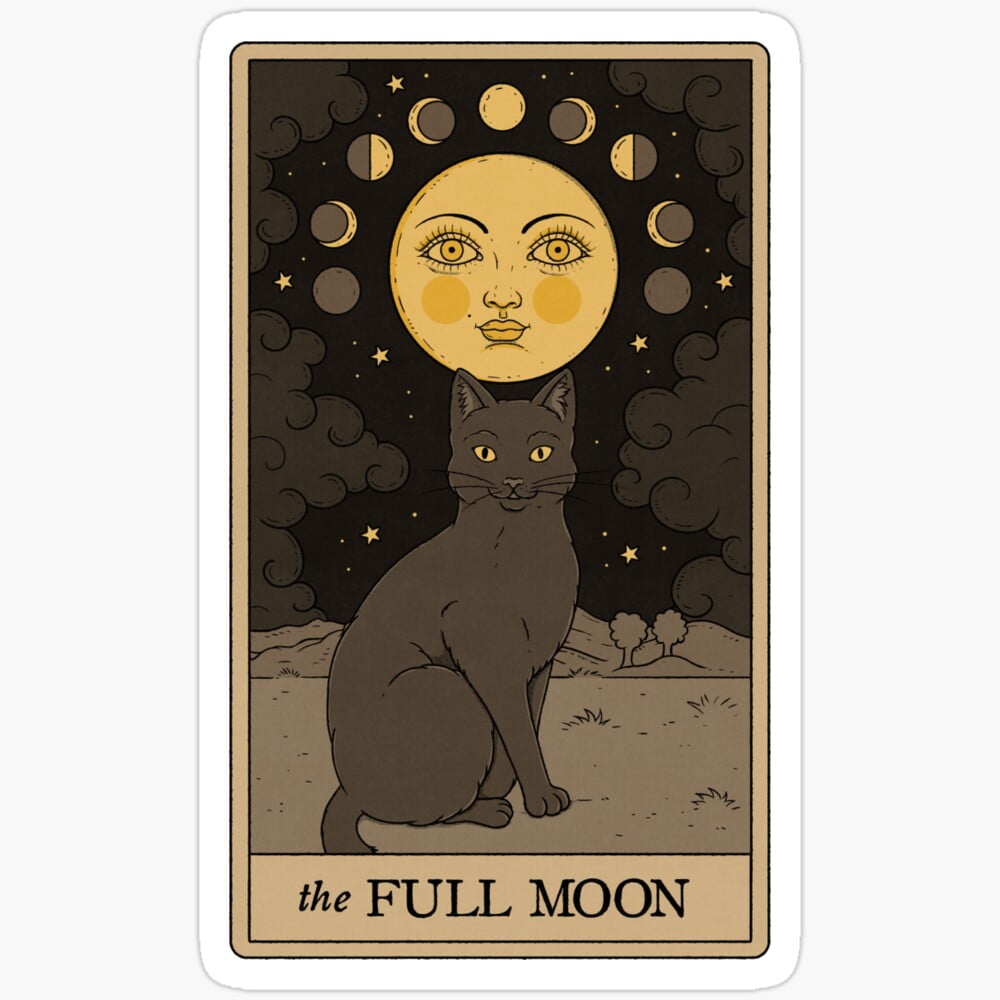 The Full Moon Cat Sticker Phone Decal Water Bottle Stickers Car Decals ...