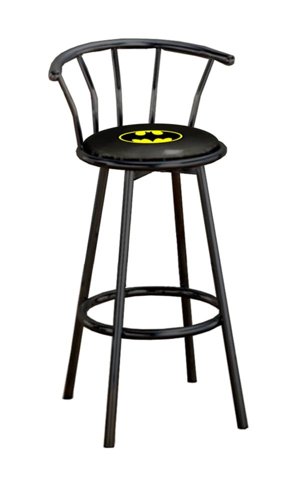 The Furniture King Bar Stool 29" Tall Black Metal Finish with a Comic ...