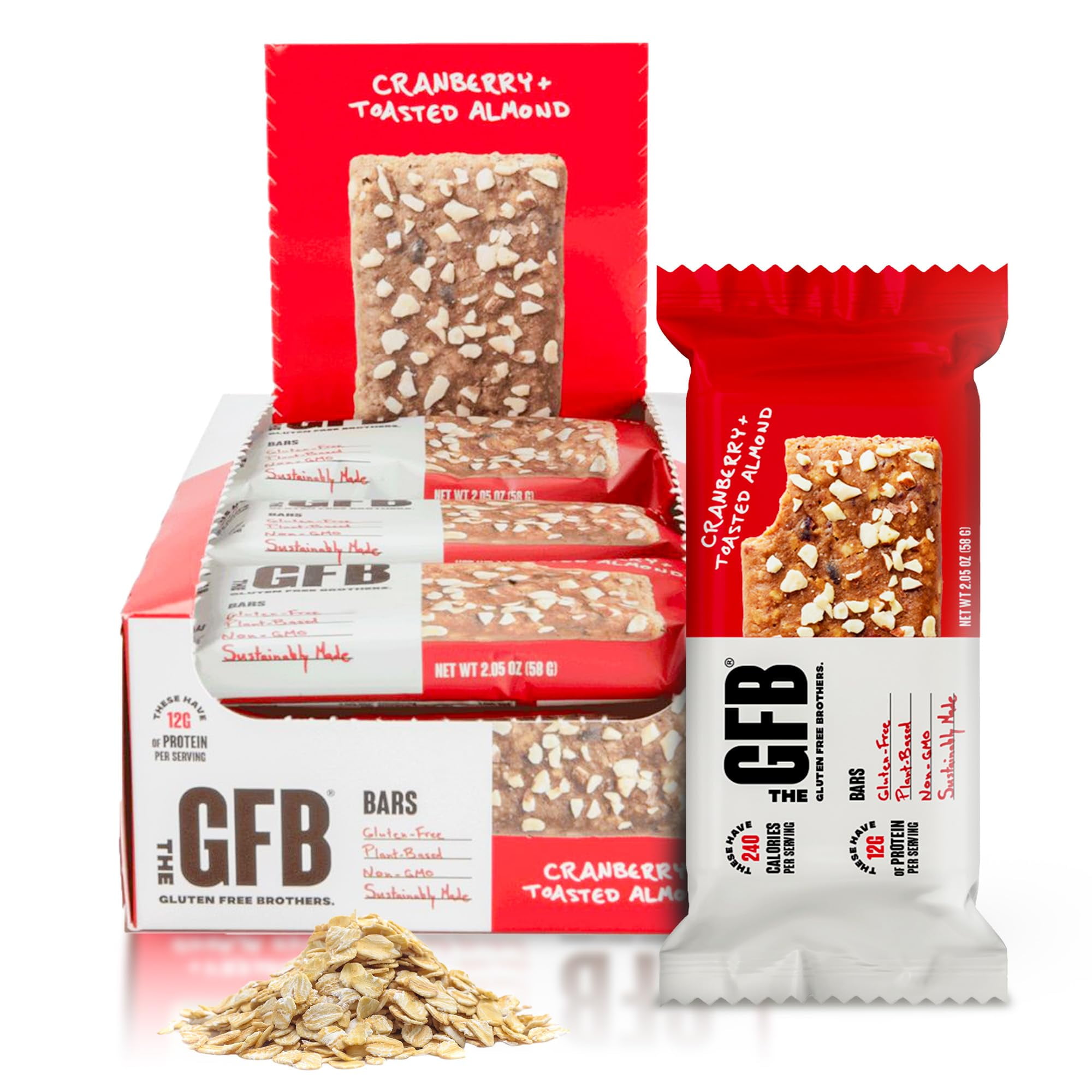 The GFB Cranberry Toasted MMF7 Almond Protein Bars - Gluten Free, Plant Based, Non GMO ...