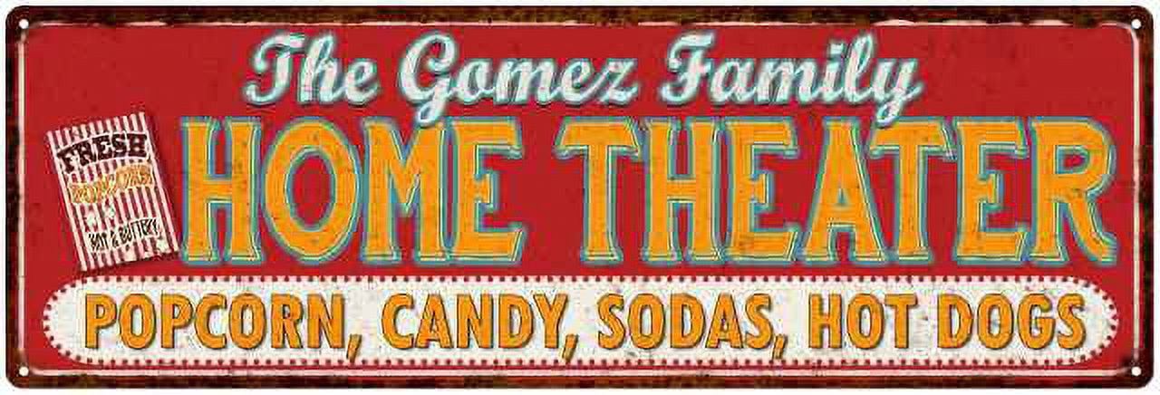 The GOMEZ Family Home Theater Sign Gift 6x18 Metal Movies Decor ...