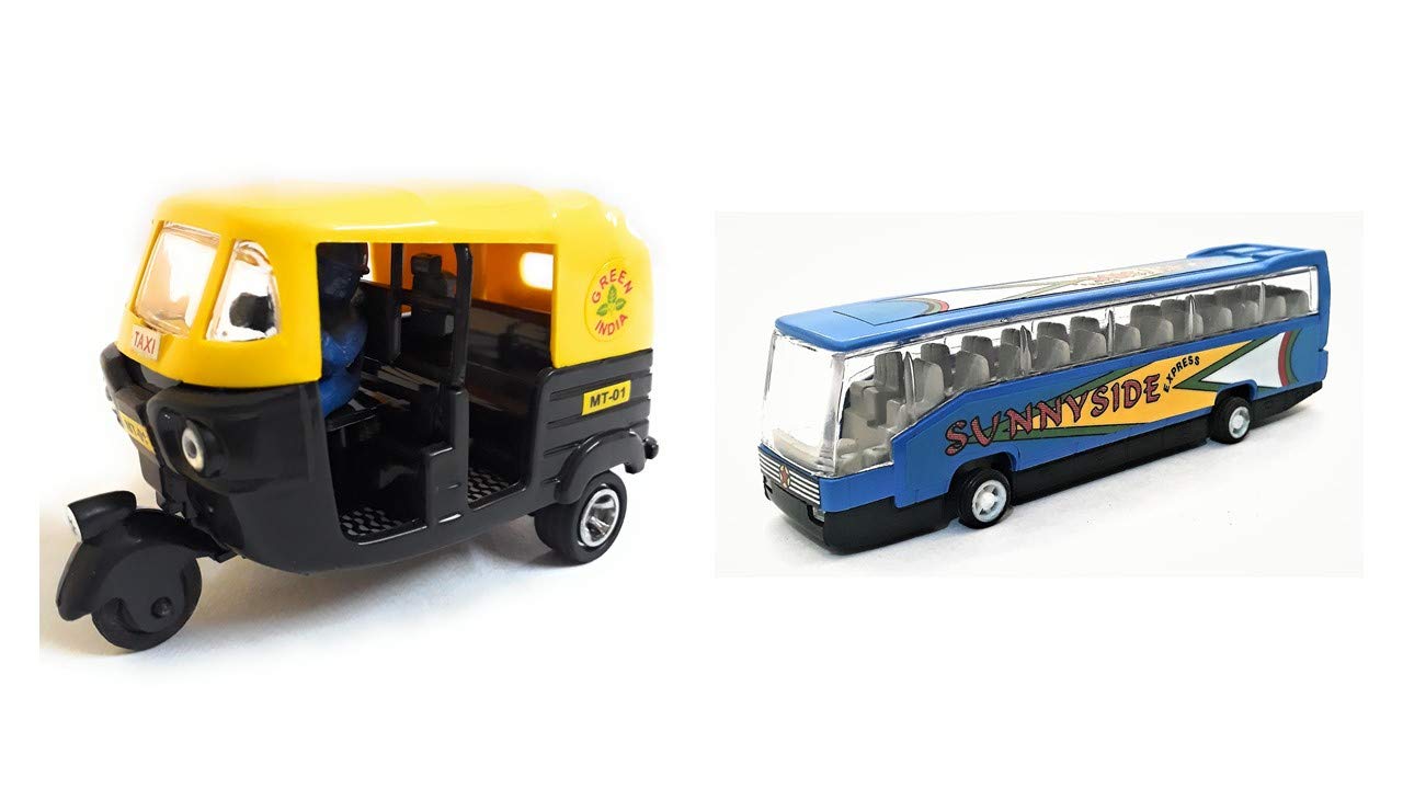 The Game Begins Combo Toys Of Auto Rickshaw (Black) And Luminous Bus ...