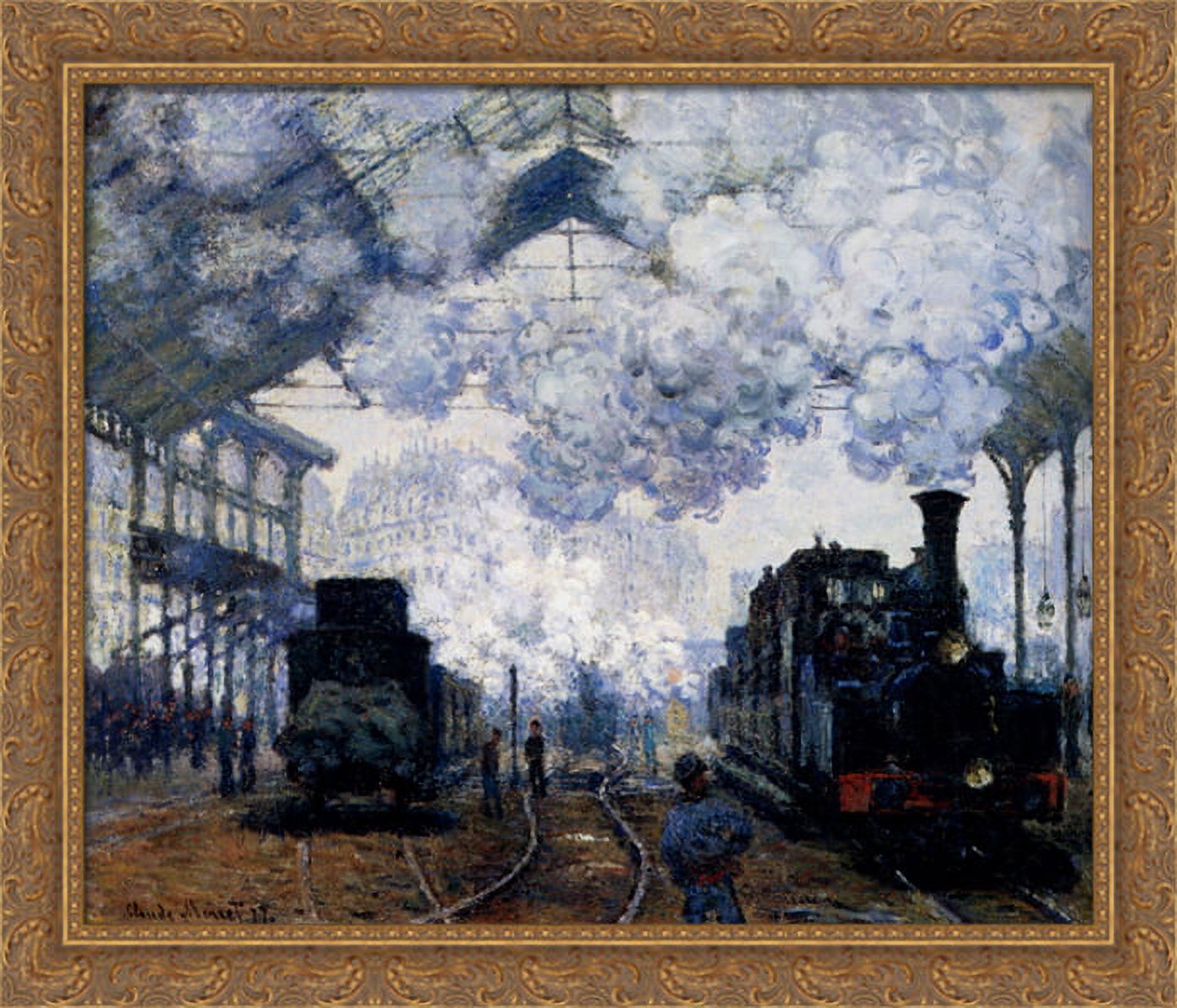 The Gare Saint-Lazare: Arrival Of A Train 34x28 Large Gold Ornate Wood ...