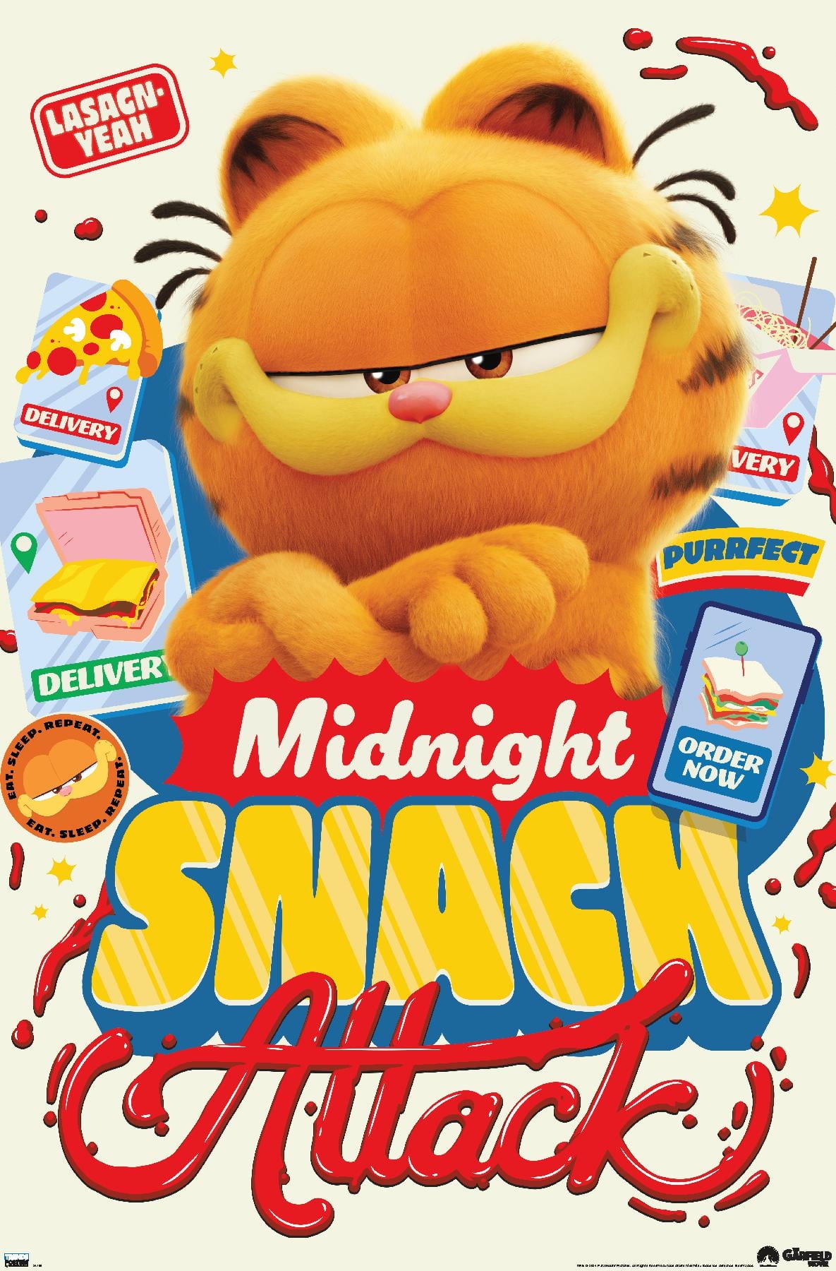 The Garfield Movie - Midnight Snack Attack Wall Poster, 22.375" x 34 ...