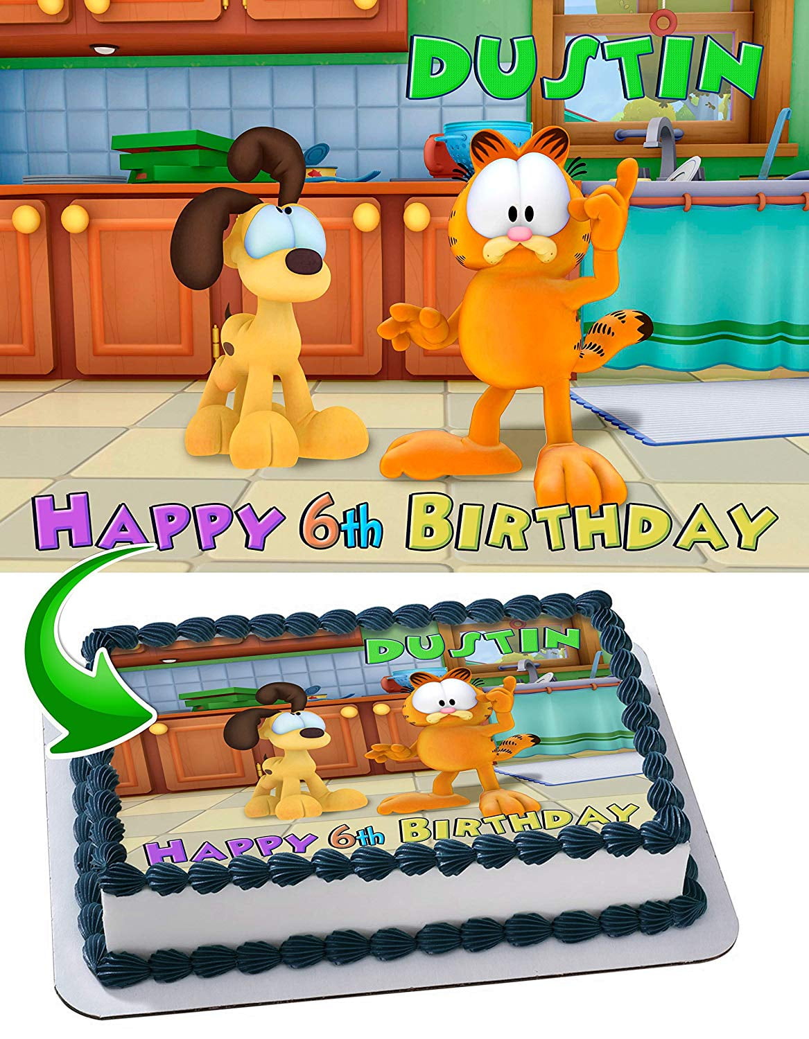 The Garfield Show Edible Cake Image Topper Personalized Birthday Party ...