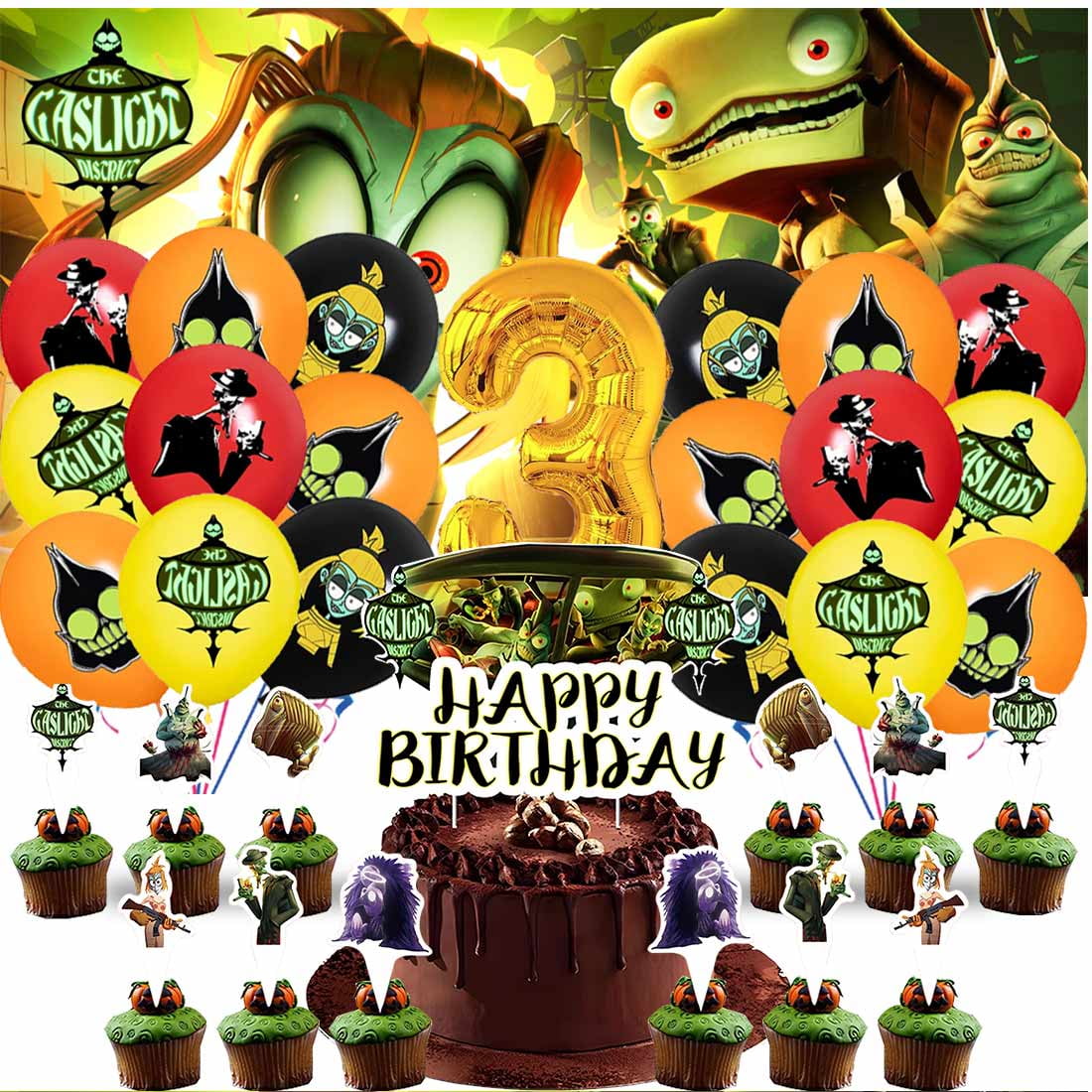 The Gaslight District Balloons Party Supplies 3rd Decor Tableware Birthday Cake Topper ...