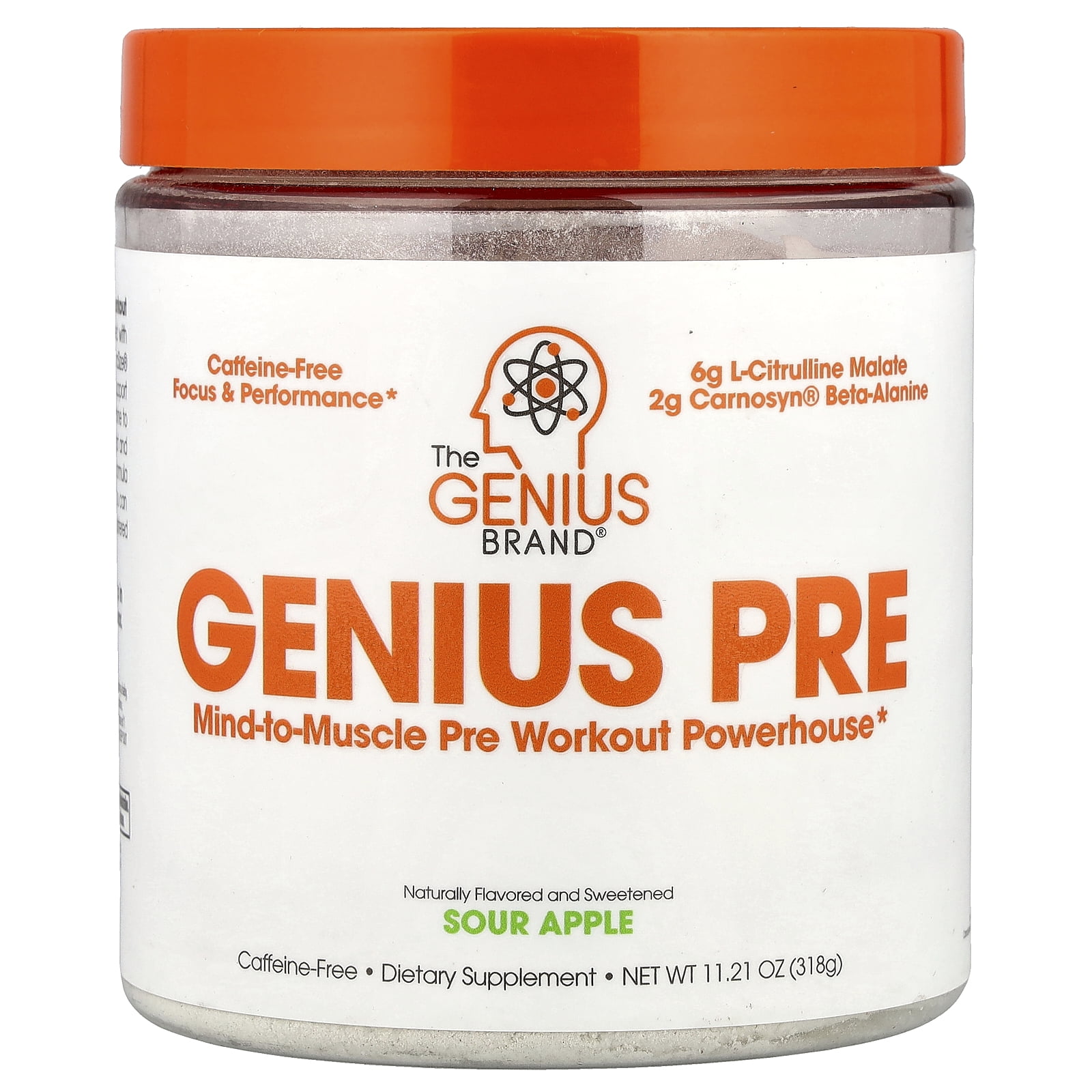 The Genius Brand Genius Pre, Sour Apple, Caffeine-Free Nootropic Pre ...