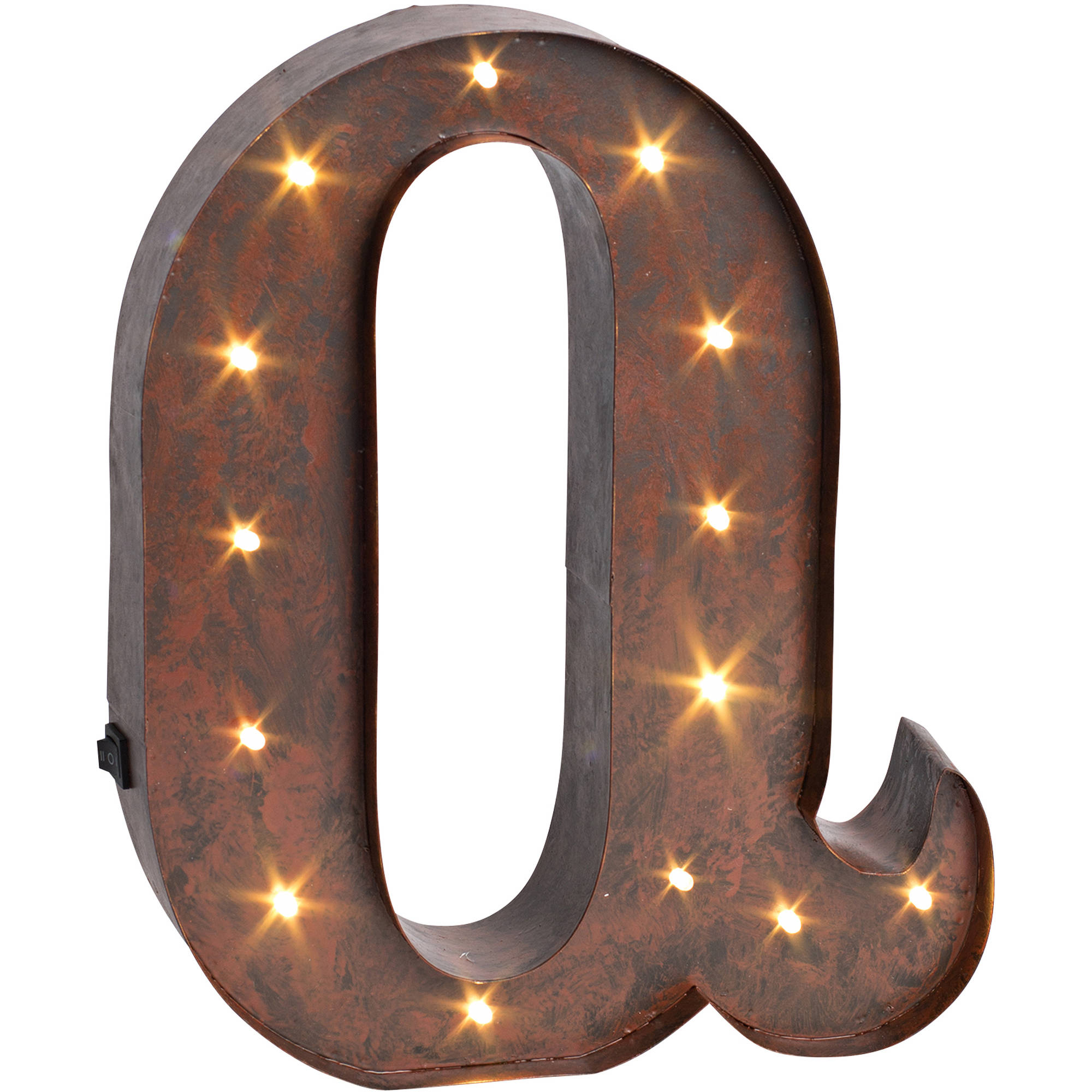 The Gerson Company 12" High Lighted Metal Letter "Q", Rustic Brown ...