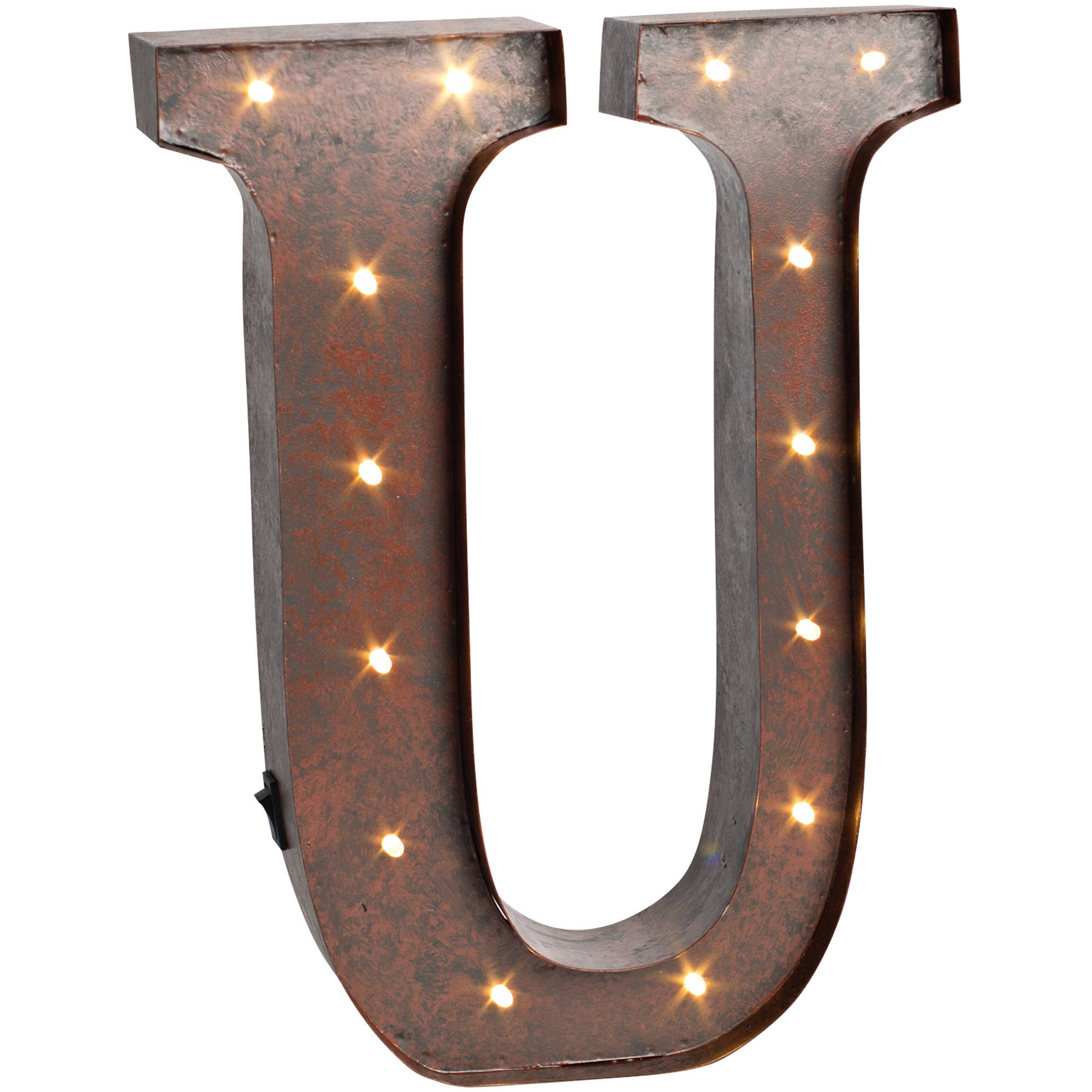 The Gerson Company 12" High Lighted Metal Letter "U", Rustic Brown ...