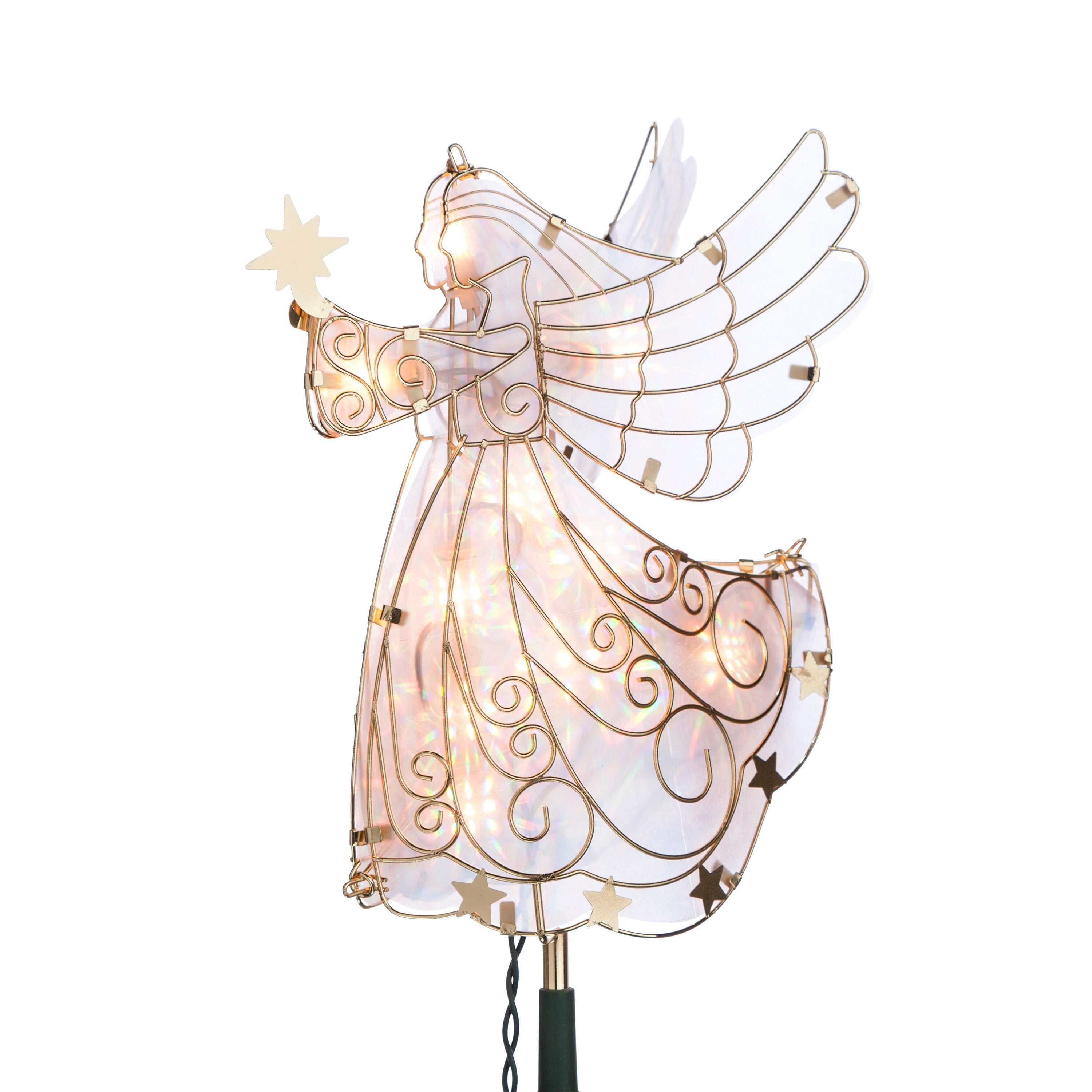 The Gerson Company Lighted Angel Tree Topper in Frosted with Gold ...