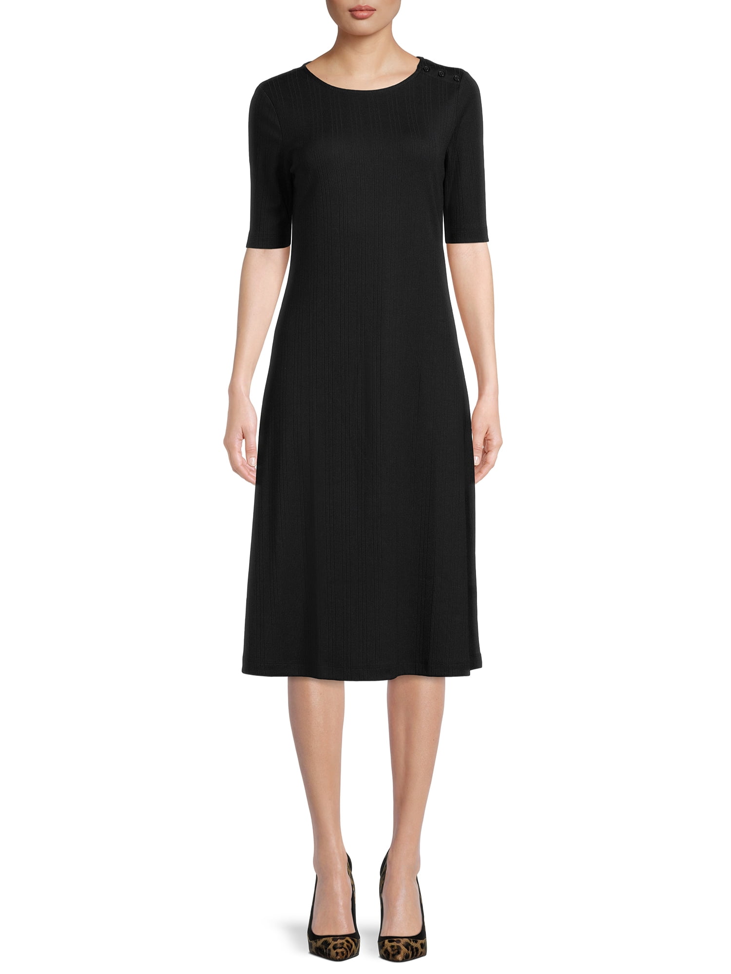 The Get Women's Short Sleeve Rib Dress - Walmart.com