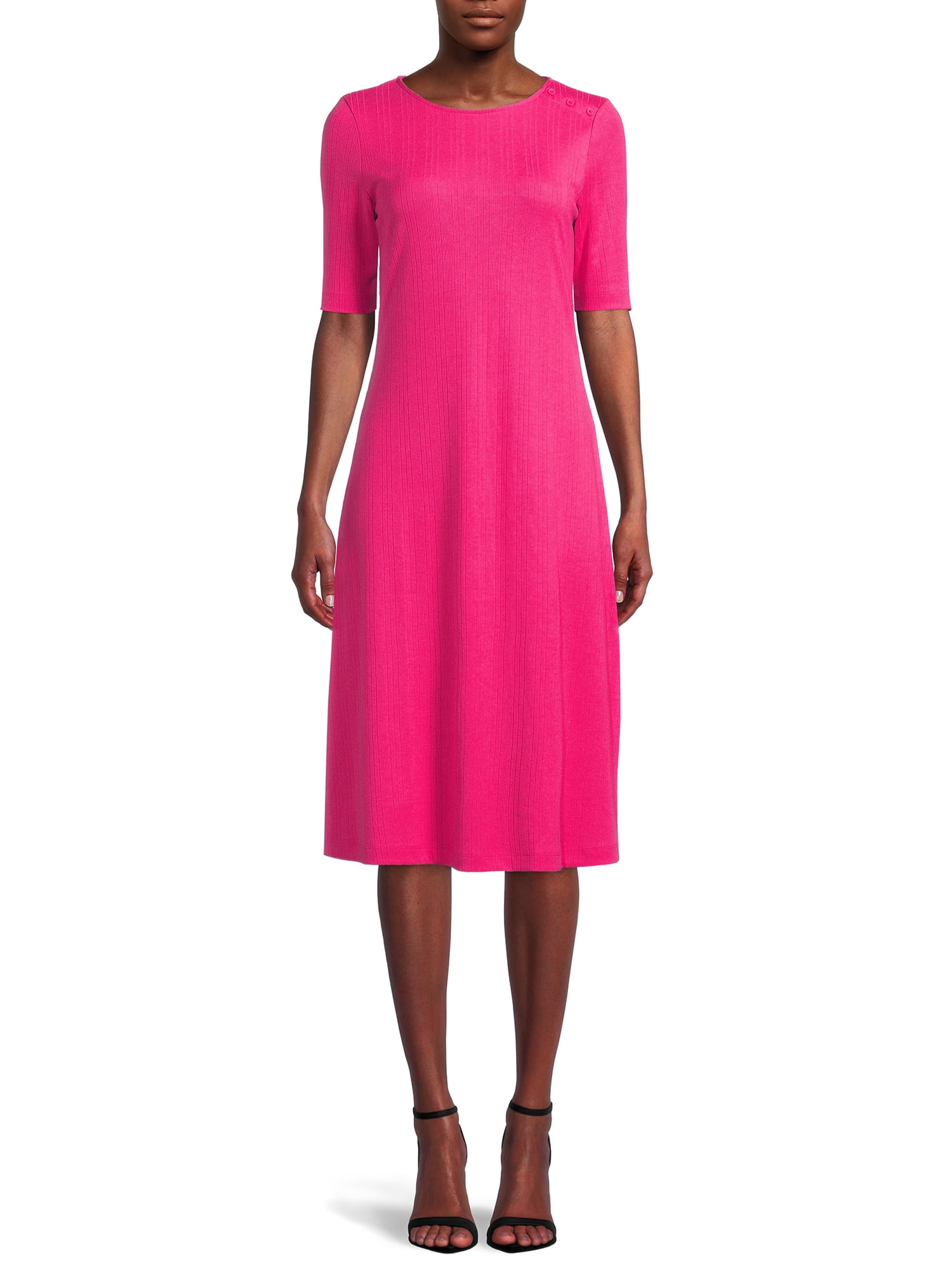 The Get Women's Short Sleeve Rib Dress - Walmart.com