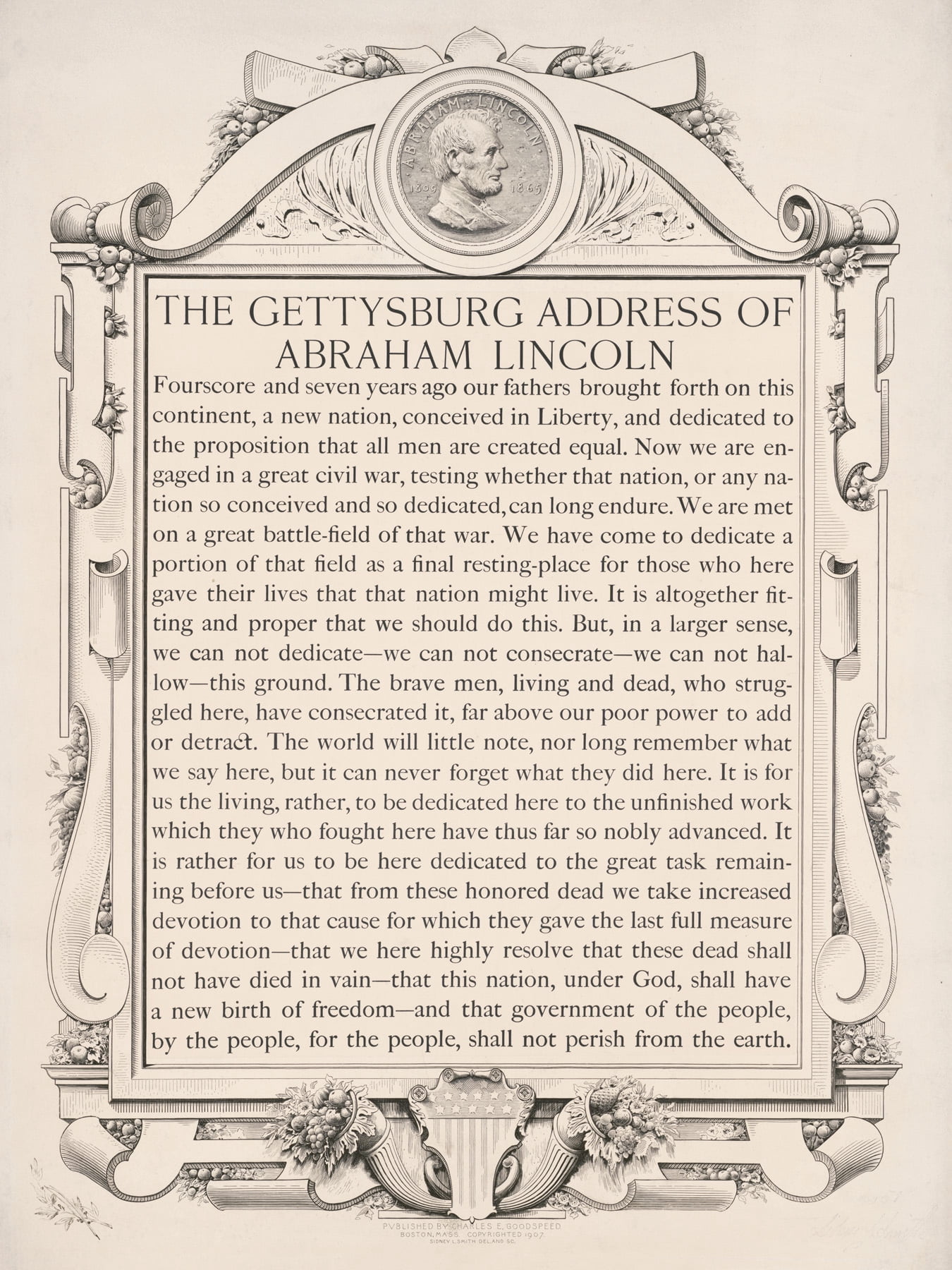 The Gettysburg Address of Abraham Lincoln USA President Speech ...