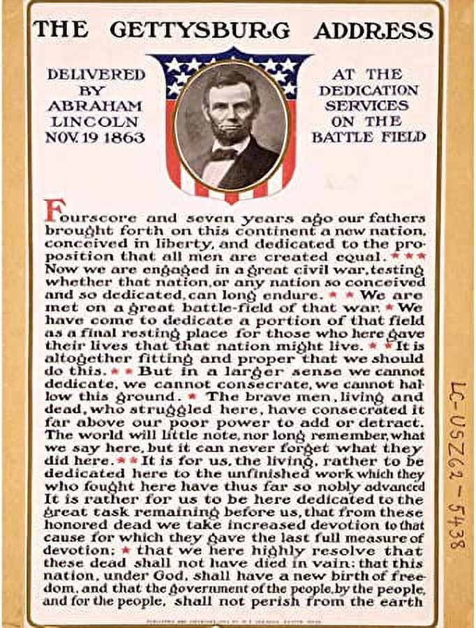 The Gettysburg Address of Abraham Lincoln USA President Speech ...