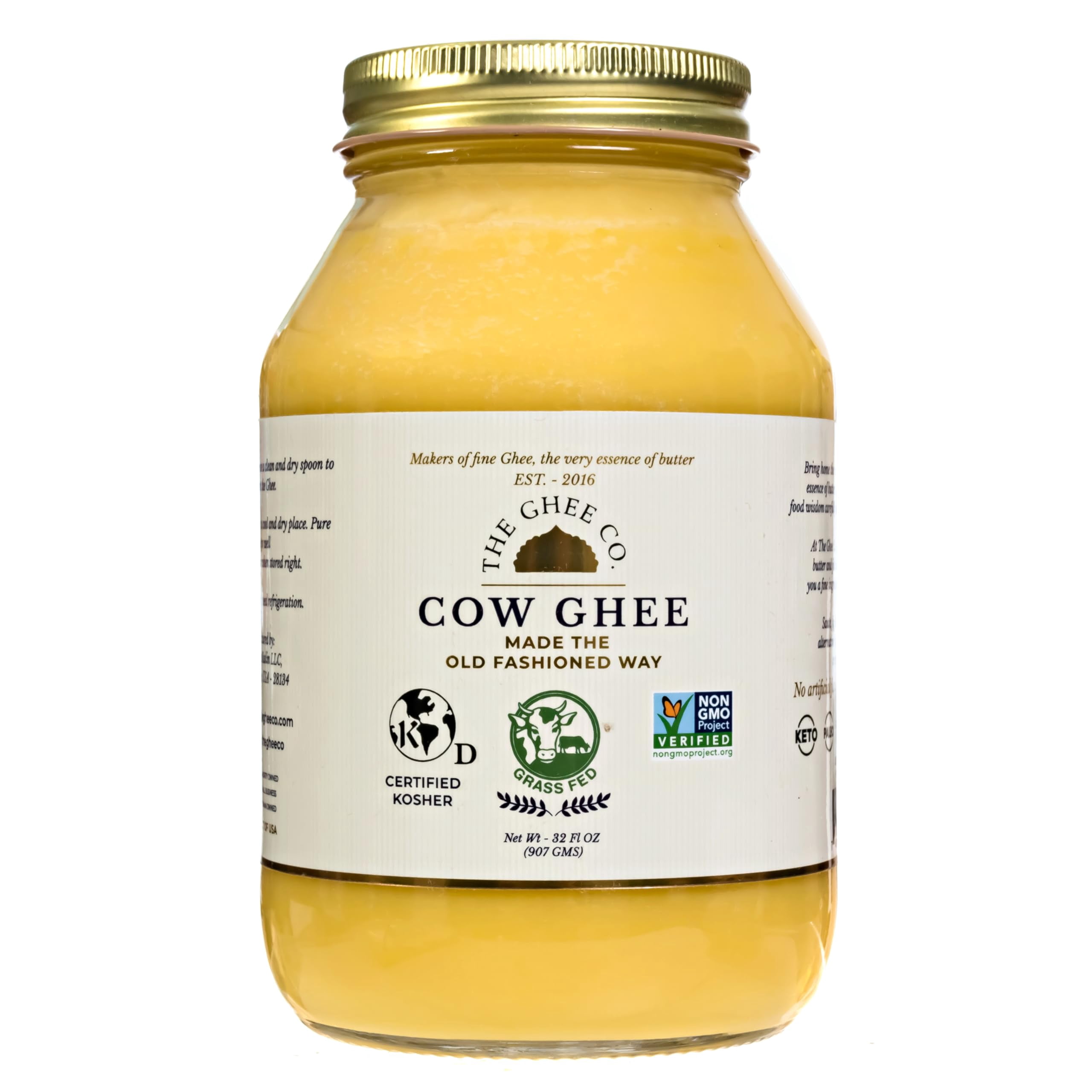 The Ghee Co. - IEF31 32 Fl Oz, Grass Fed Ghee, Non GMO, Kosher and ...