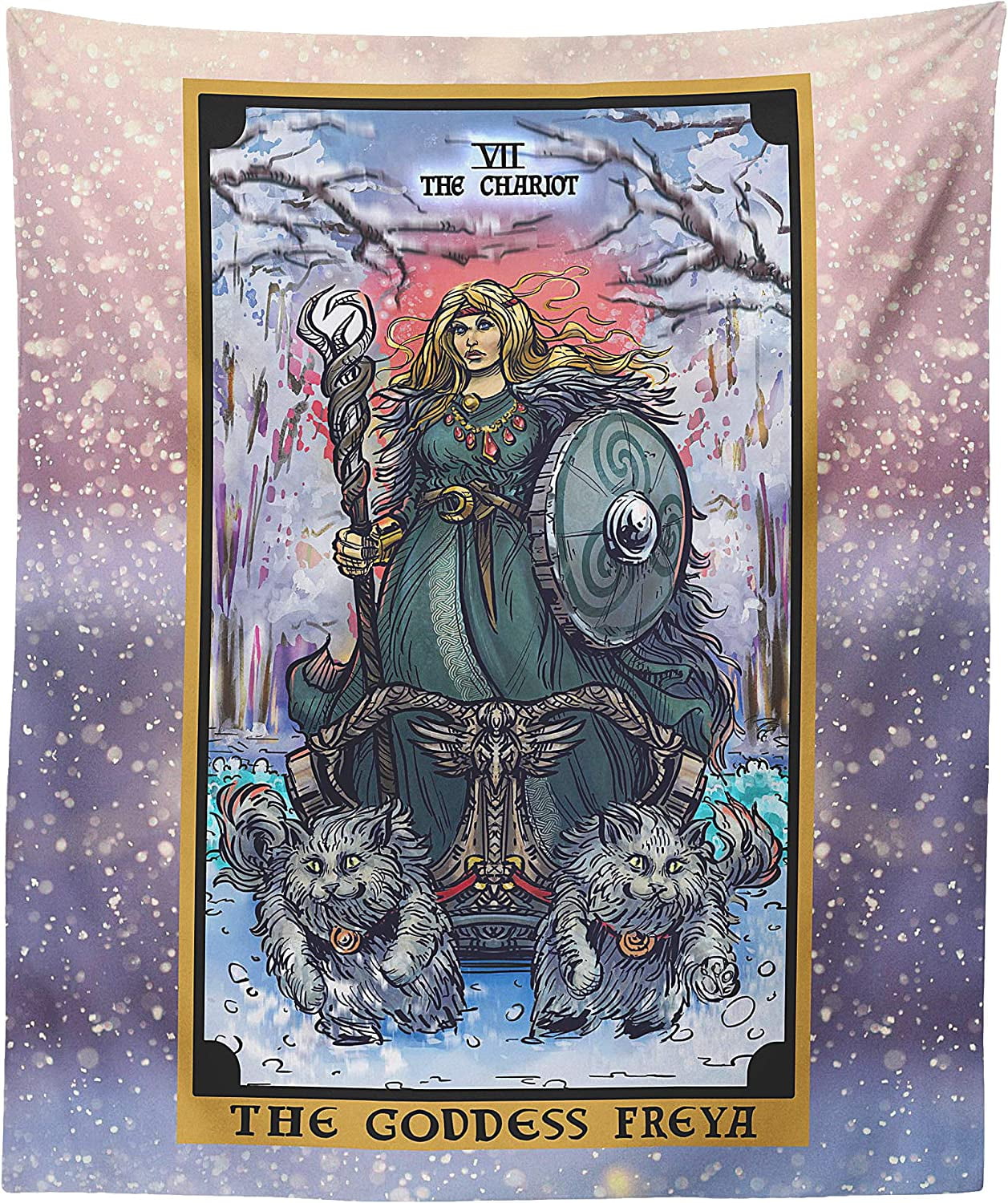 The Ghoulish Garb The Goddess Freyja In The Chariot Tarot Card Tapestry ...