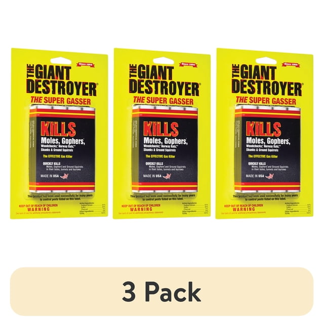 (3 pack) The Giant Destroyer Gas Moles Gophers Woodchucks Norway Rats ...